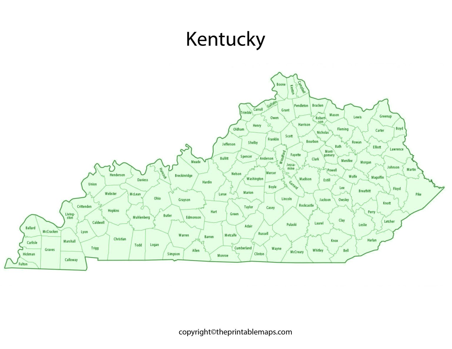 Kentucky County Map | County Map of Kentucky