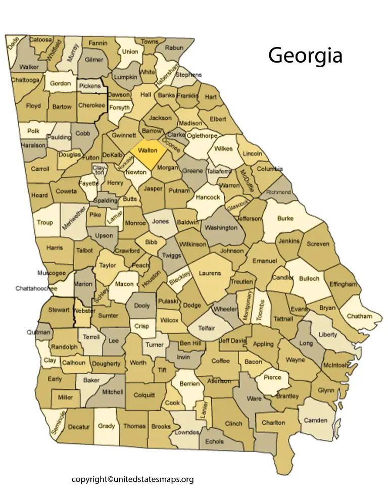 Georgia County Map | Map of Counties in Georgia with Cities