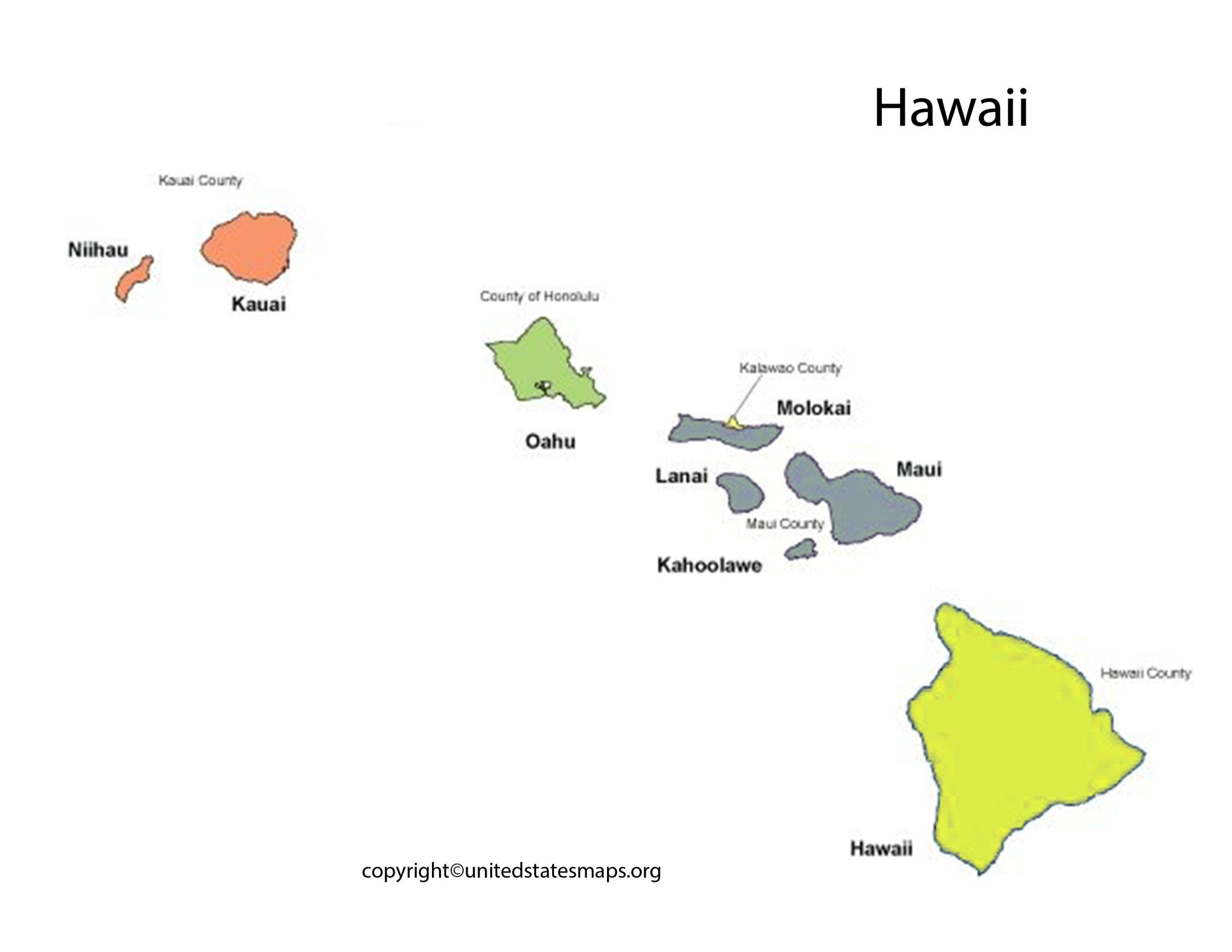 Hawaii County Map | County Map of Hawaii with Cities