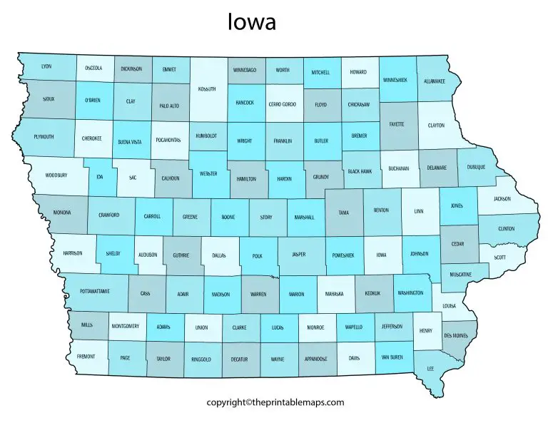 Iowa County Map | County Map of Iowa with Cities