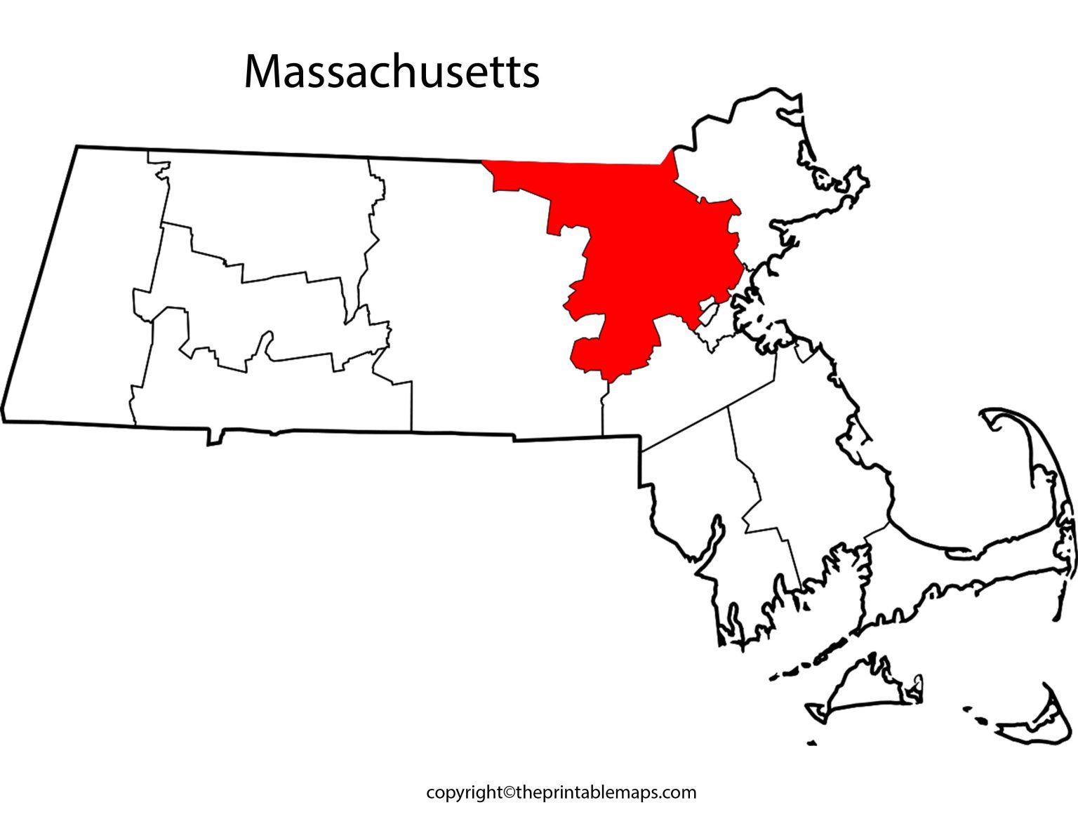 Massachusetts County Map | County Map of Massachusetts
