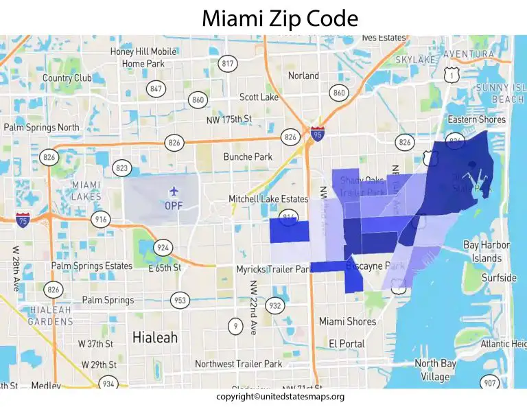 Miami Zip Code Map | Map of Zip Codes in Miami