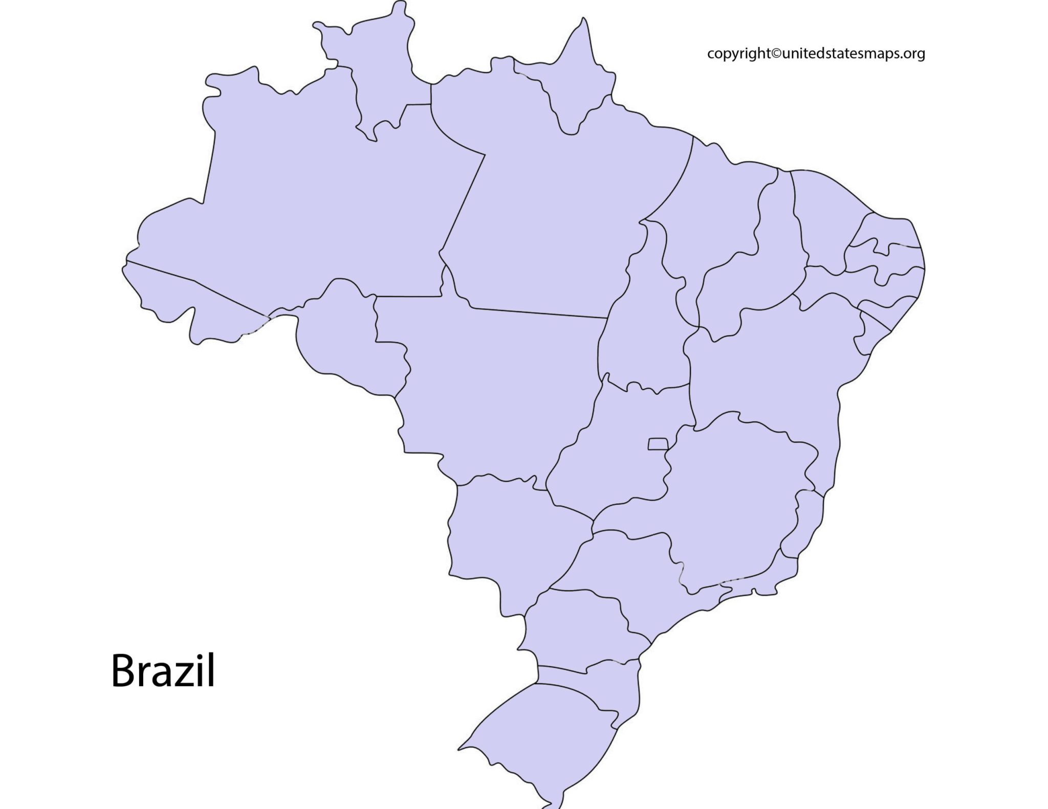 Blank Brazil Map | Blank Outline Map of Brazil