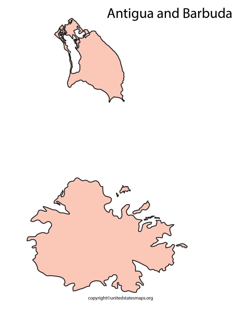 Blank Antigua and Barbuda Map Outline [Printable]