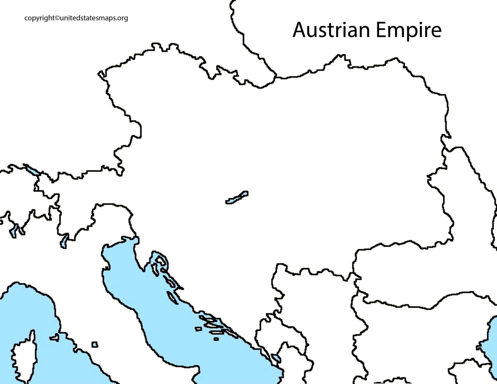 Blank Austrian Empire Map | Map of Austrian Empire Blank
