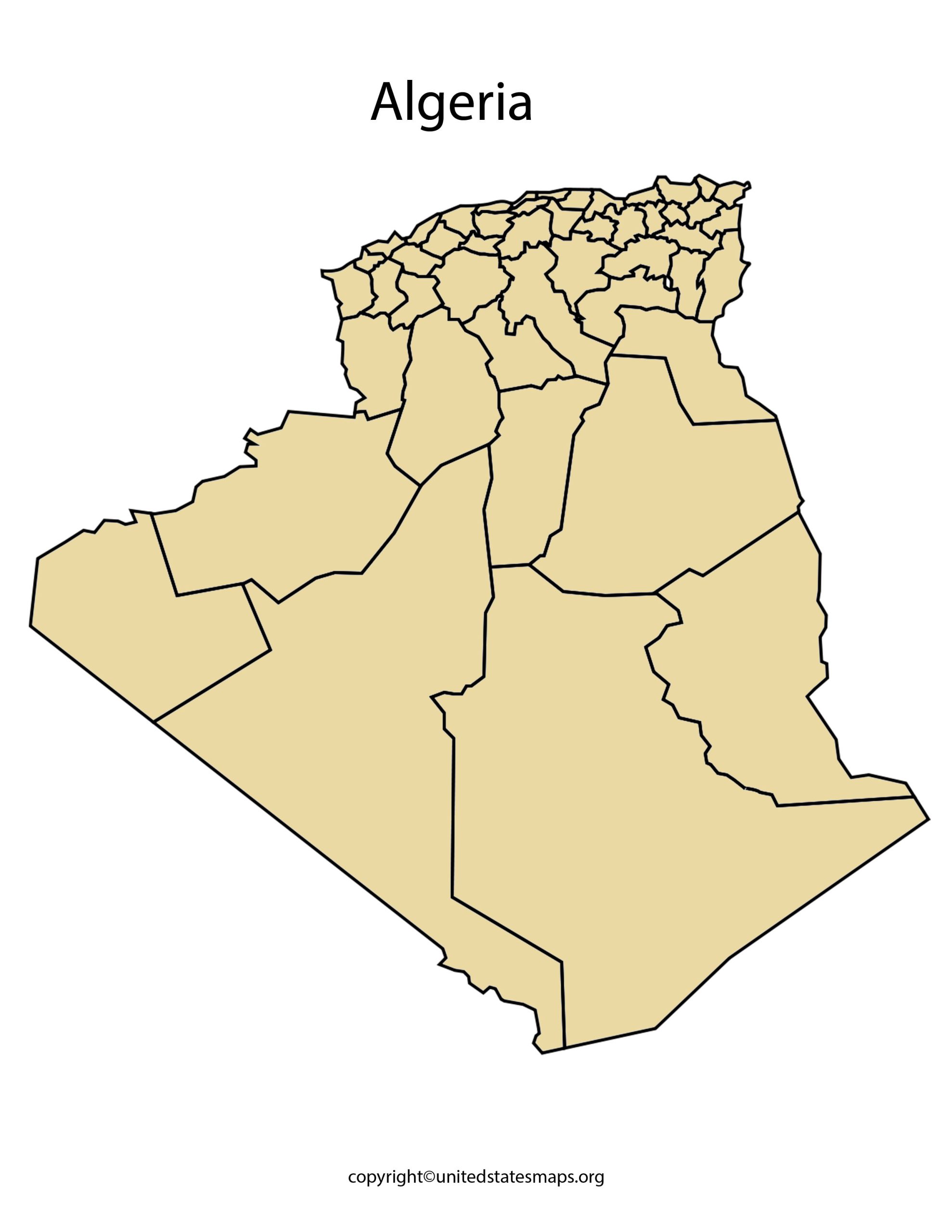 Blank Algeria Map | Blank Outline Map of Algeria