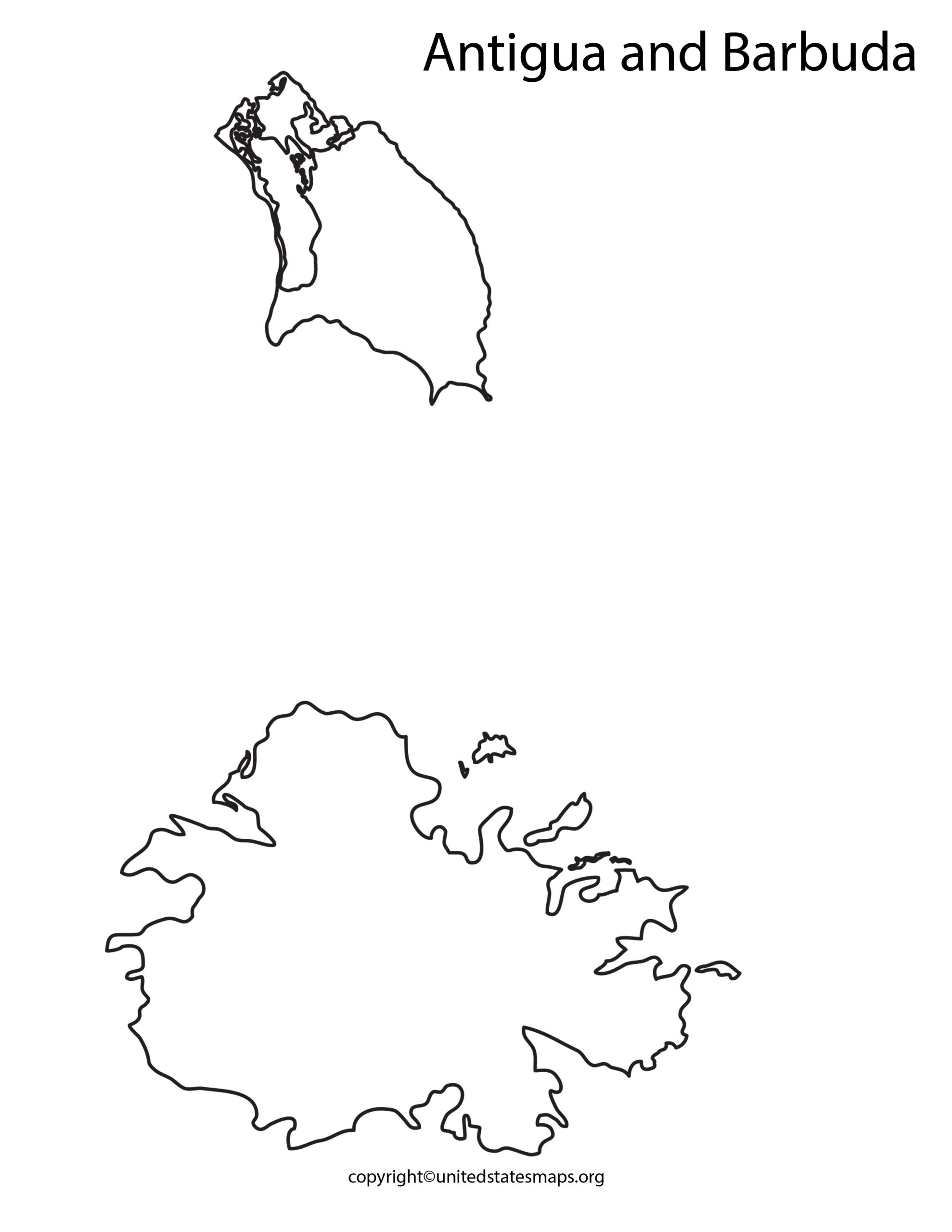 Blank Antigua and Barbuda Map Outline [Printable]