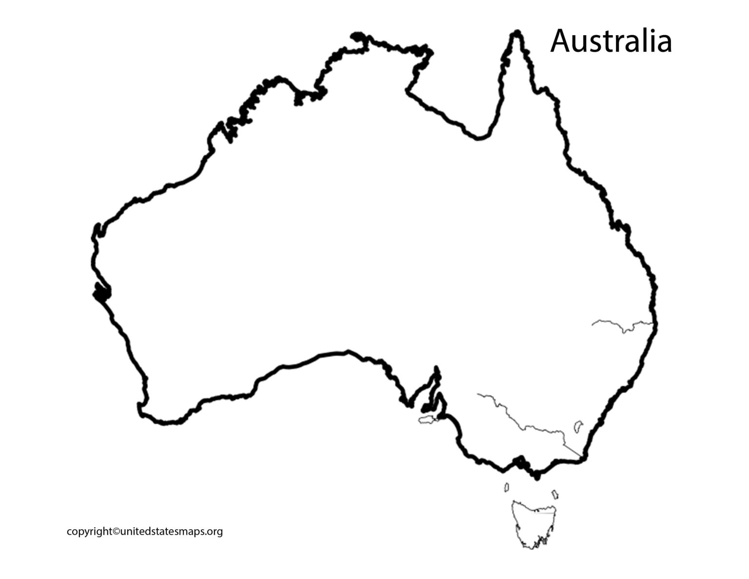 Blank Australia Map | Blank Outline Map of Australia