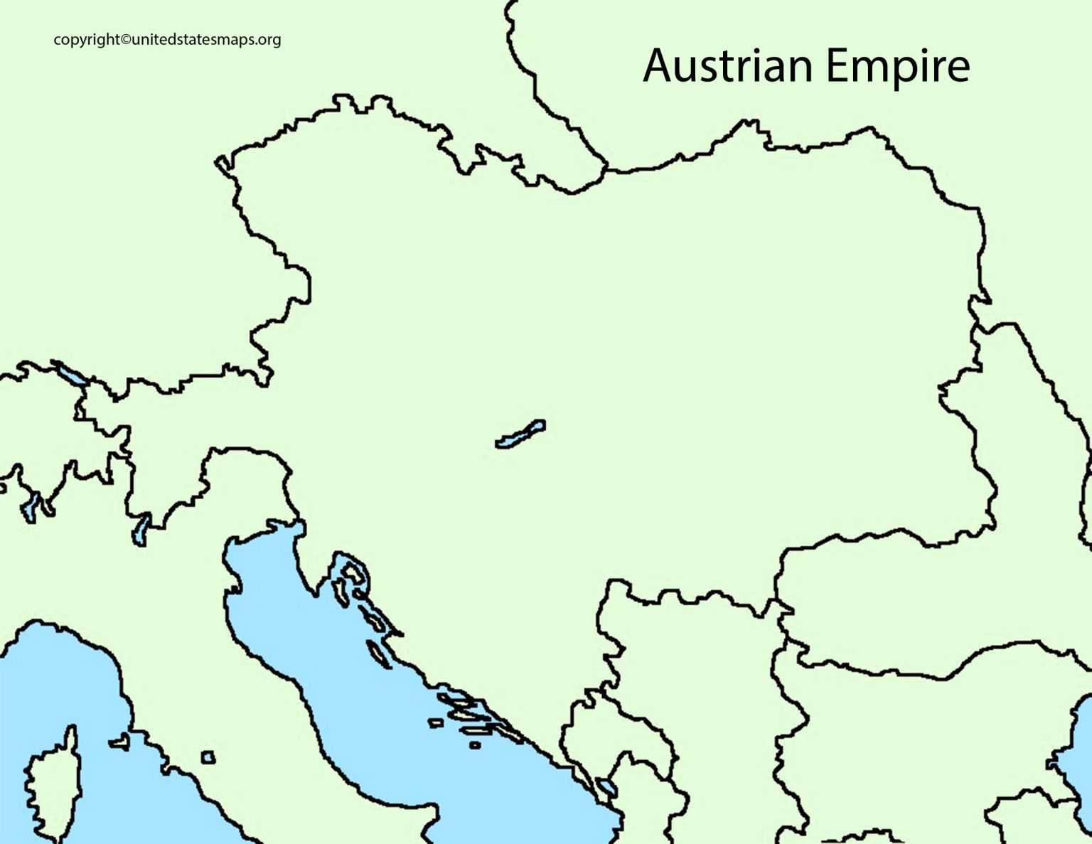 Blank Austrian Empire Map | Map of Austrian Empire Blank