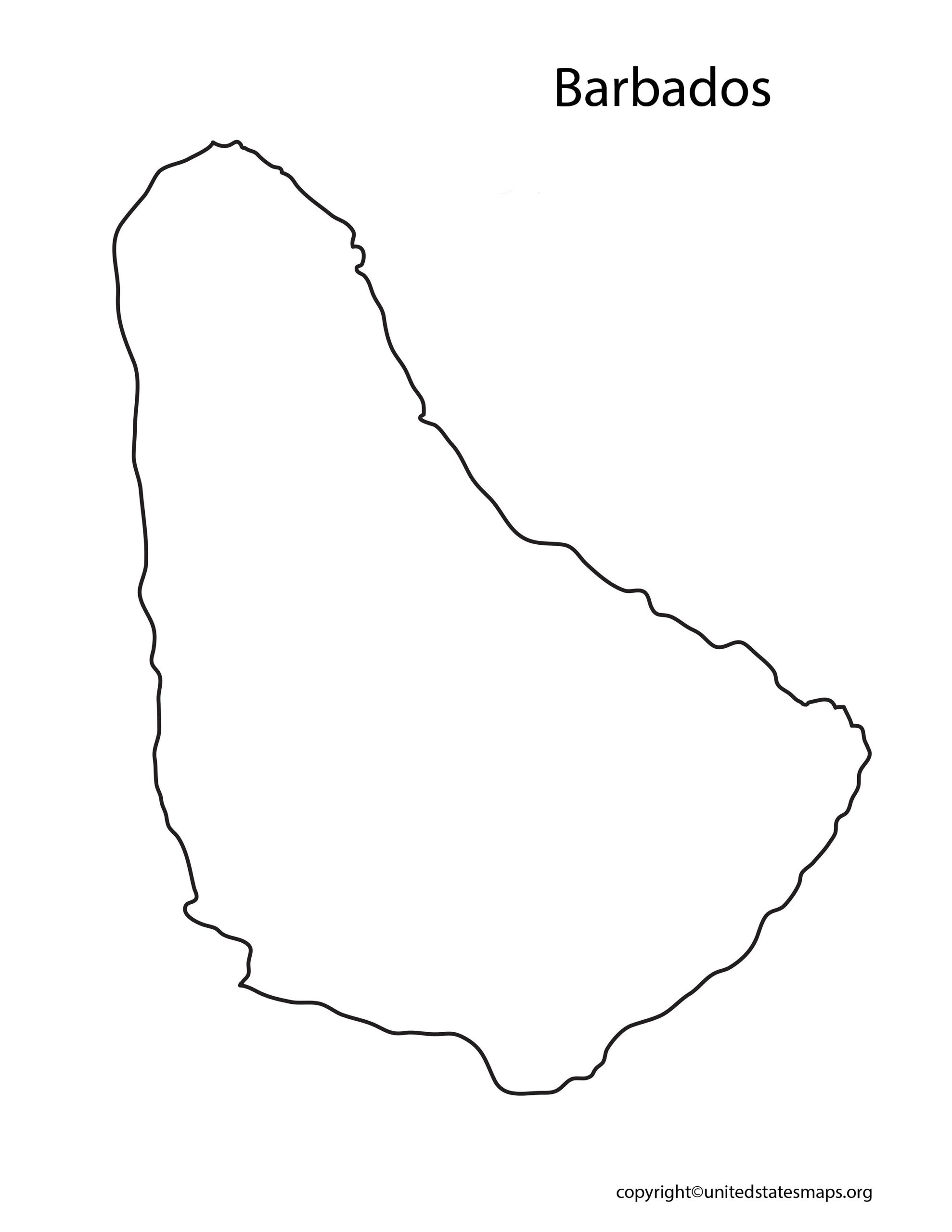 Blank Barbados Map | Blank Outline Map of Barbados