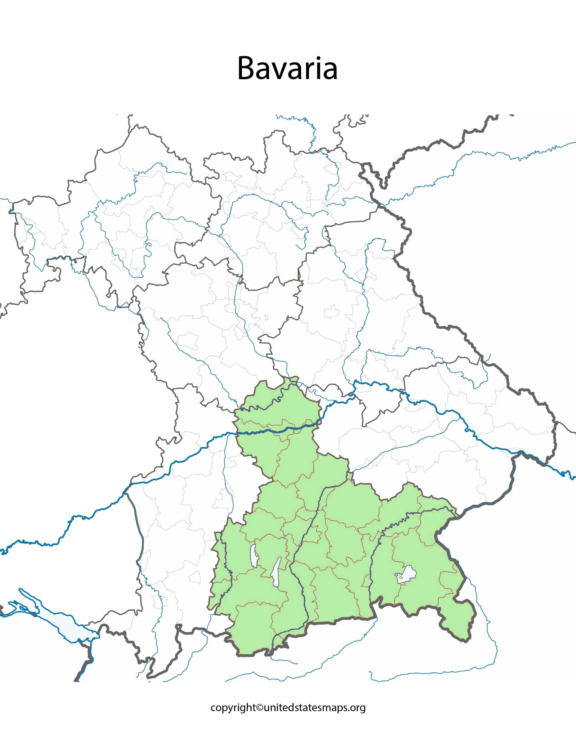 Blank Bavaria Map | Blank Outline Map of Bavaria