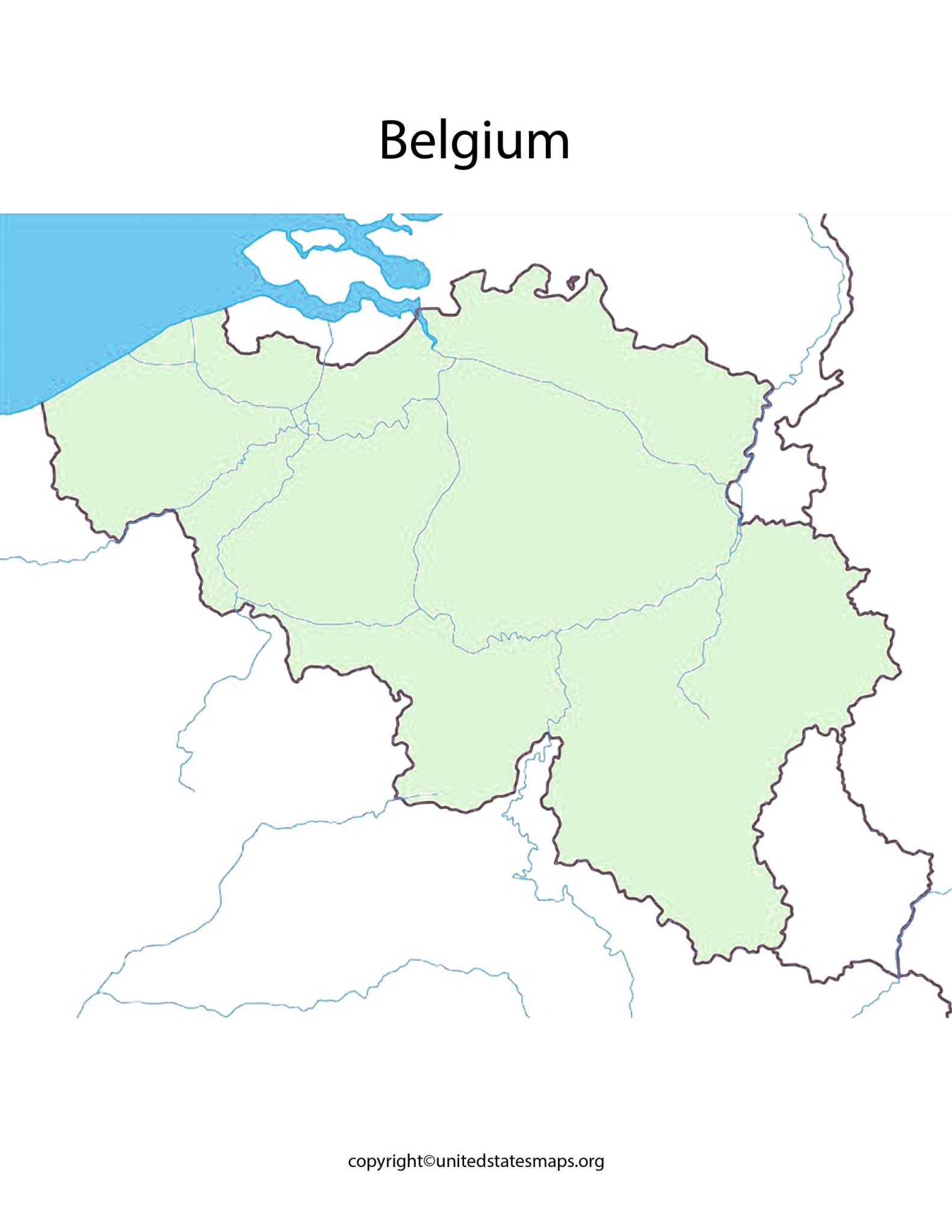 Blank Belgium Map | Blank Outline Map of Belgium