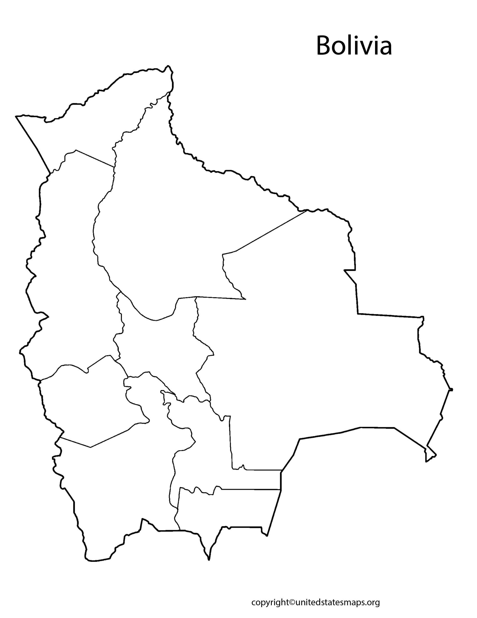 Blank Bolivia Map | Blank Outline Map of Bolivia