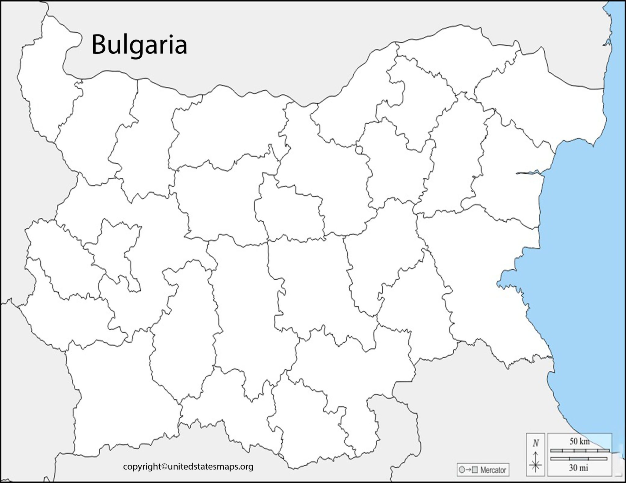 Blank Bulgaria Map | Map of Bulgaria Blank