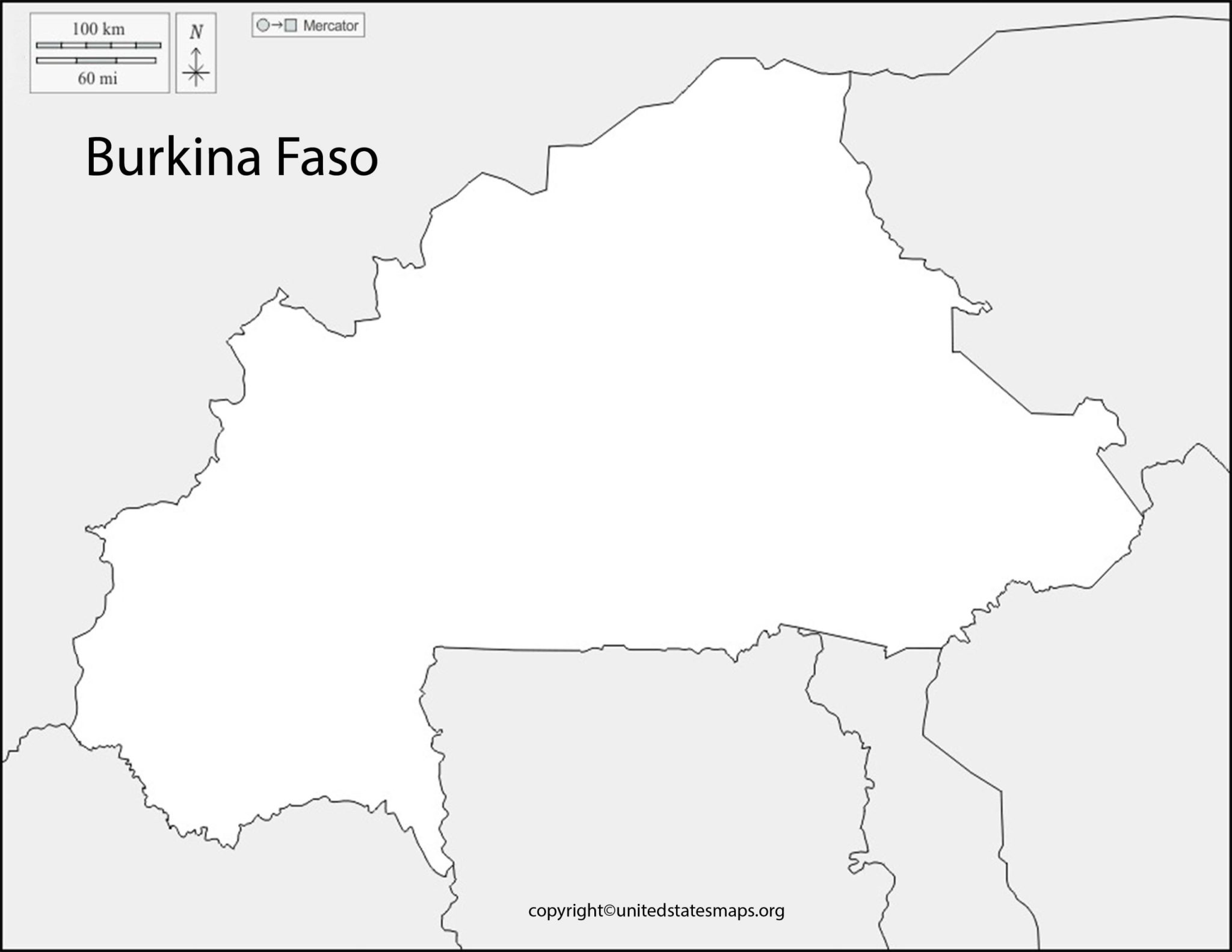 Blank Burkina Faso Map | Map of Upper Volta Blank