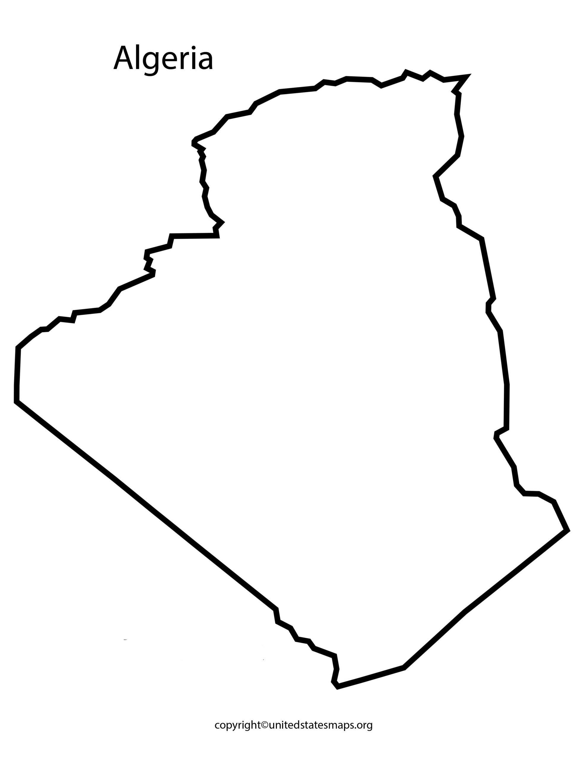 Blank Algeria Map | Blank Outline Map of Algeria