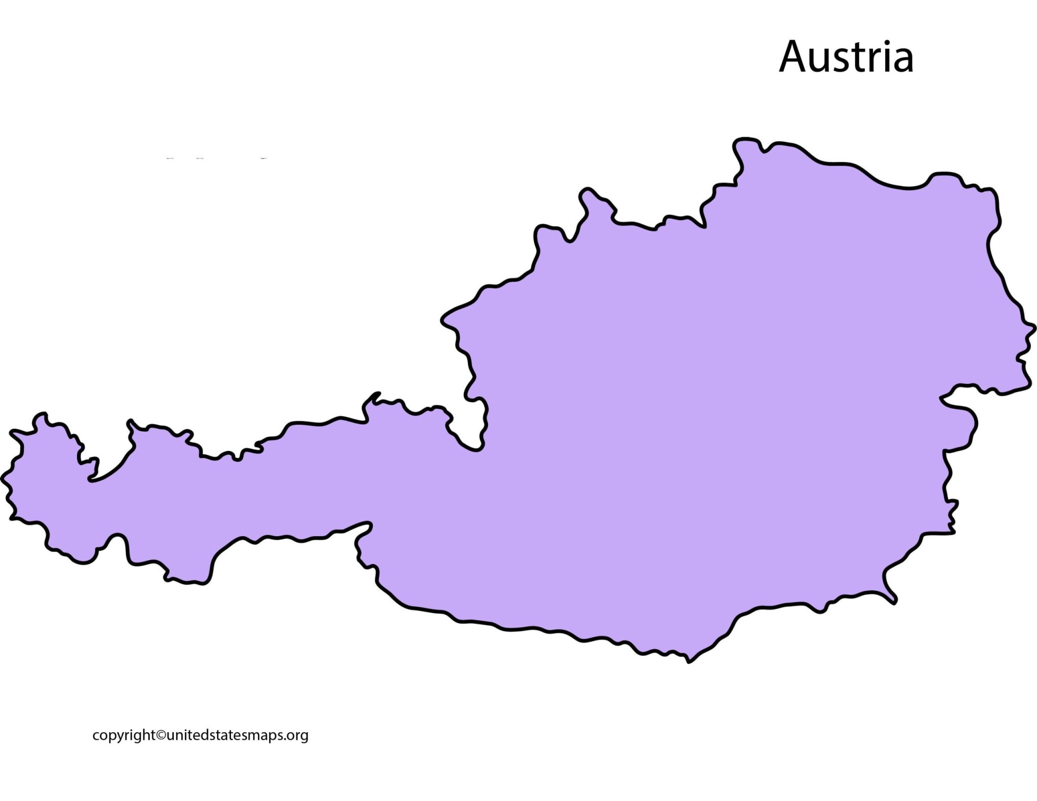 Blank Austria Map | Blank Outline Map of Austria