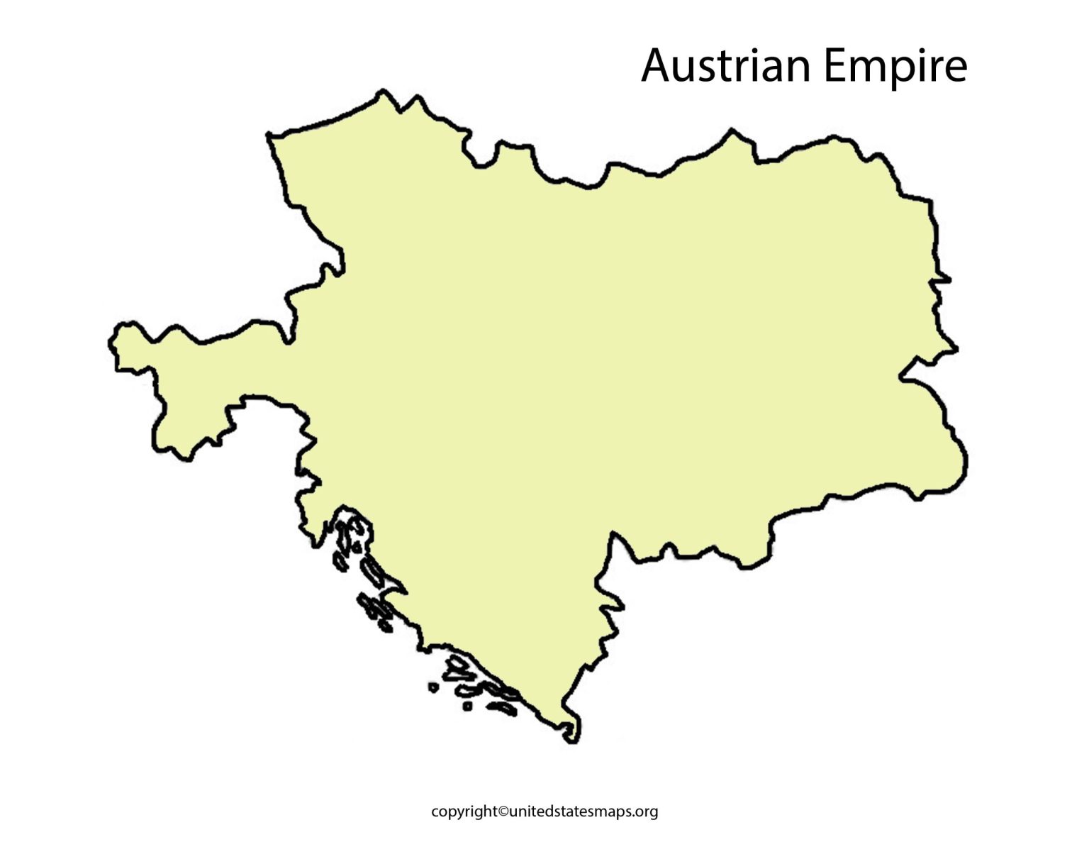 Blank Austrian Empire Map | Map of Austrian Empire Blank
