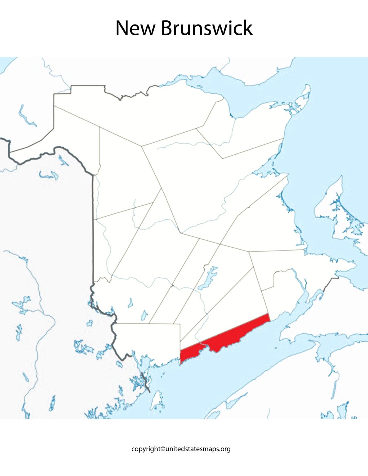Blank New Brunswick Map | Blank Map of New Brunswick