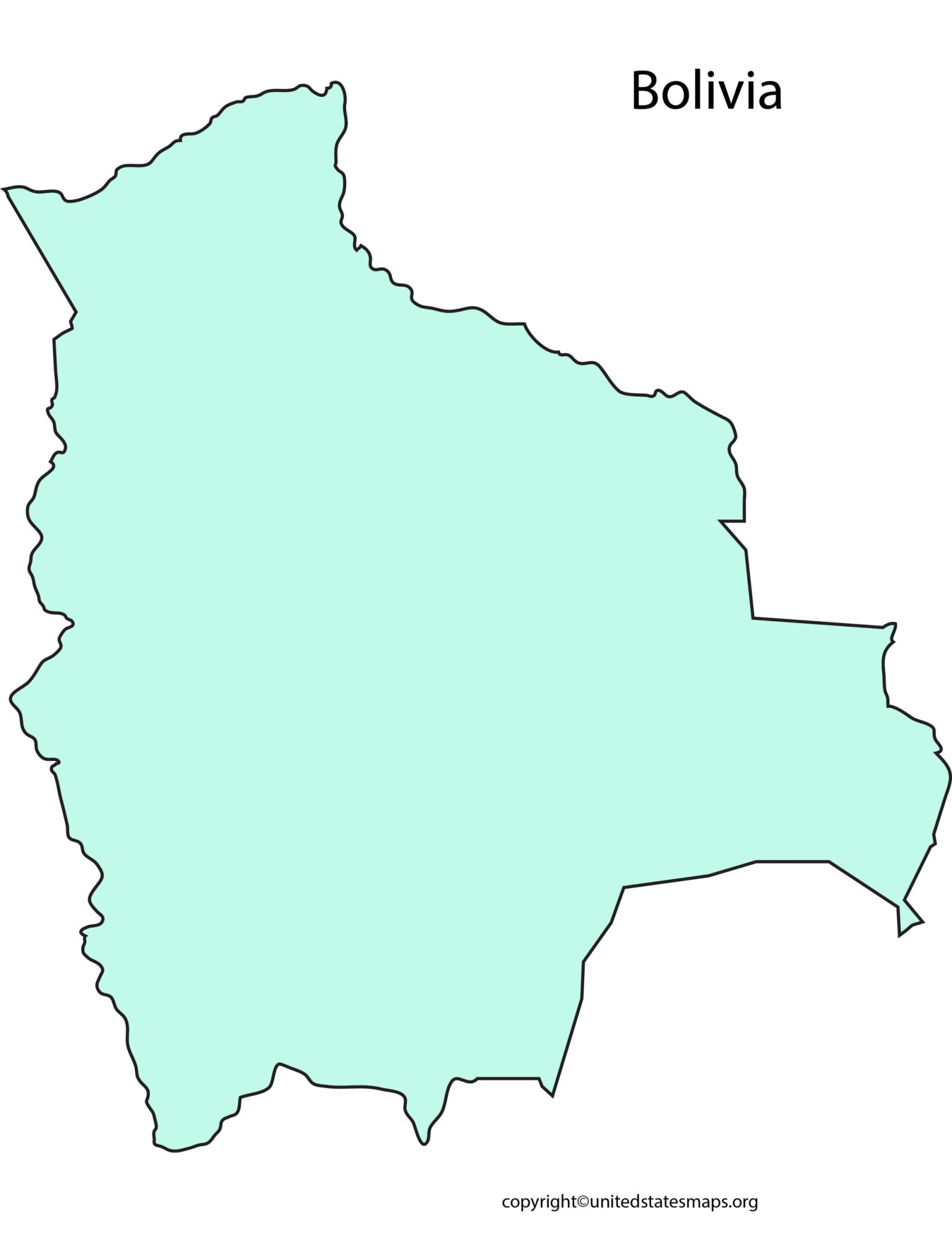 Blank Bolivia Map | Blank Outline Map of Bolivia