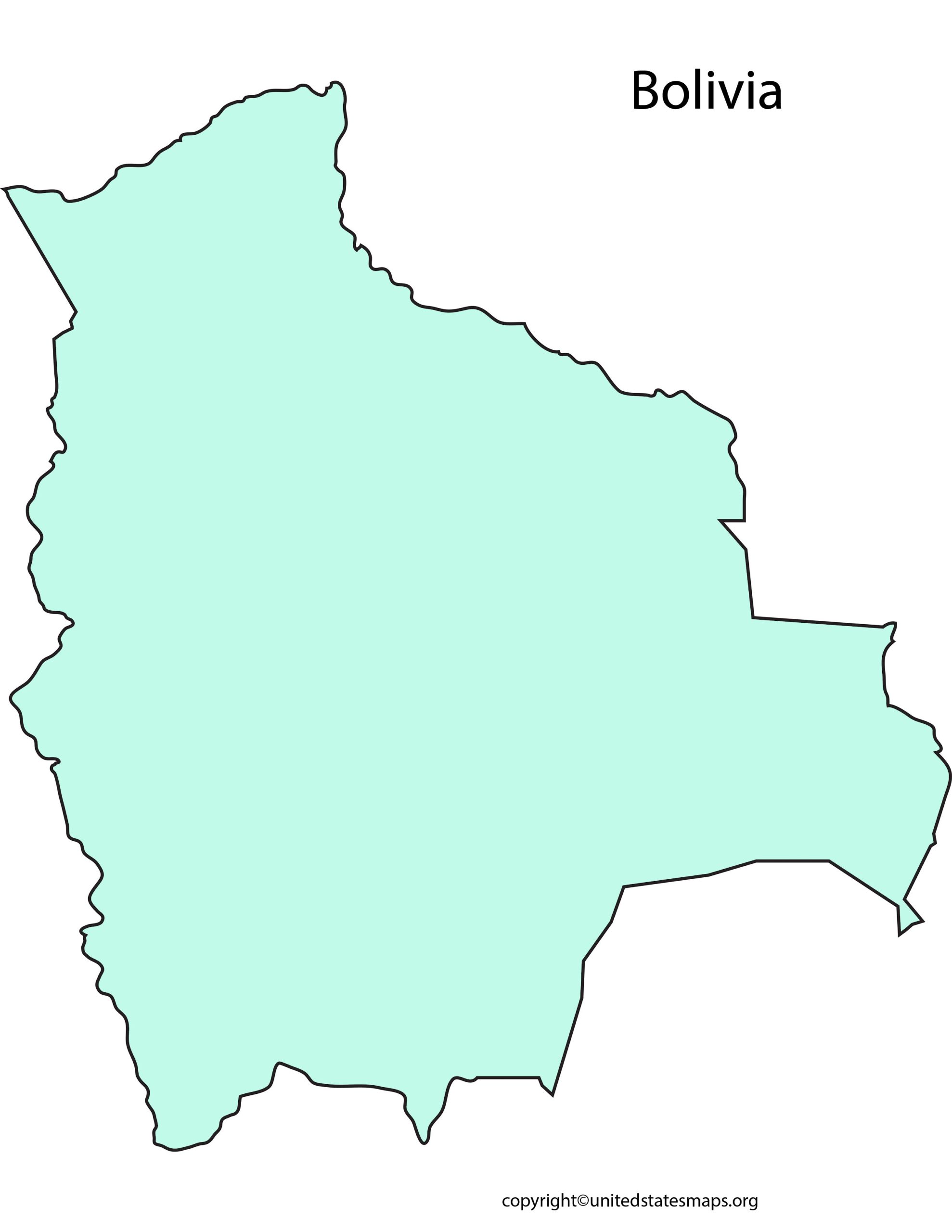 bolivia on a map with no label
