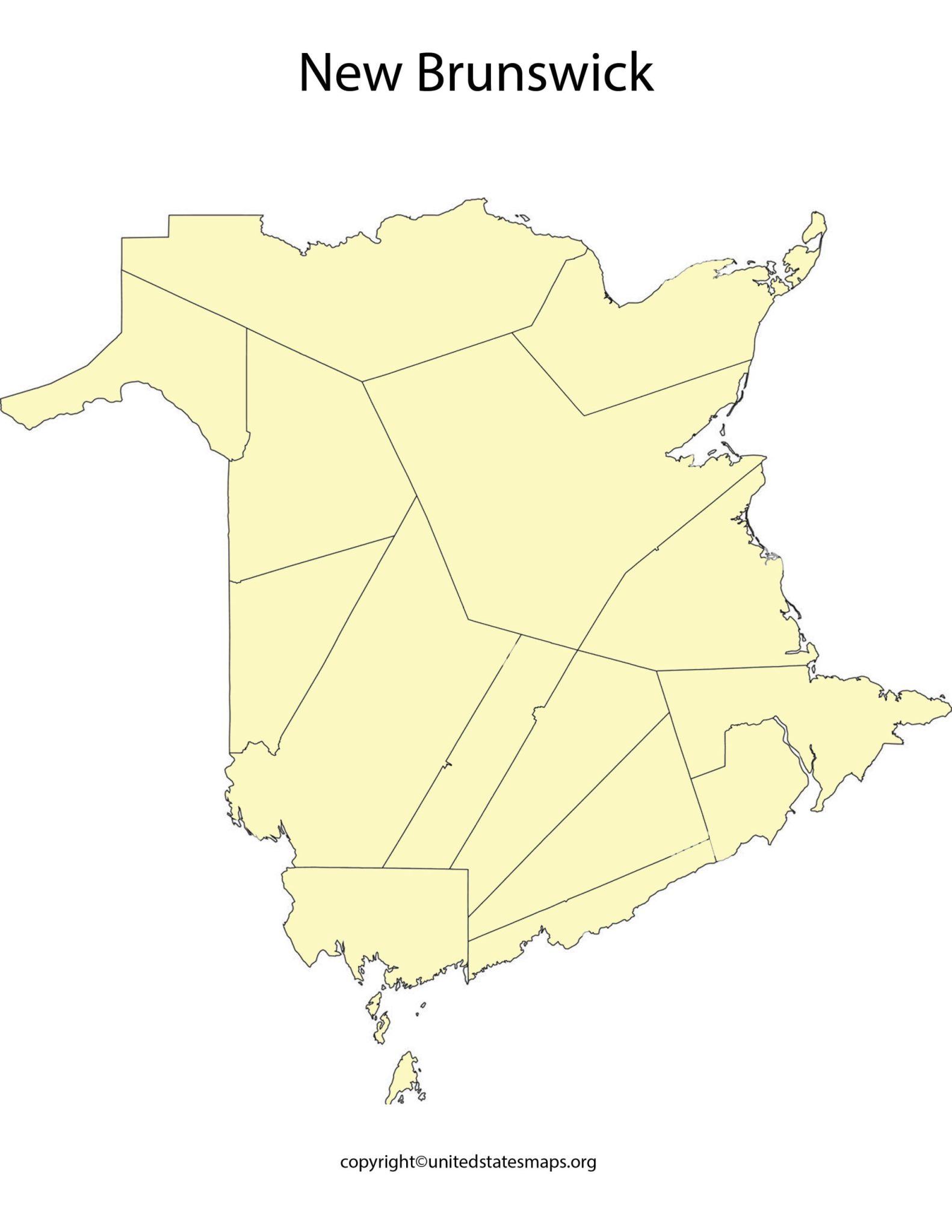 Blank New Brunswick Map | Blank Map of New Brunswick