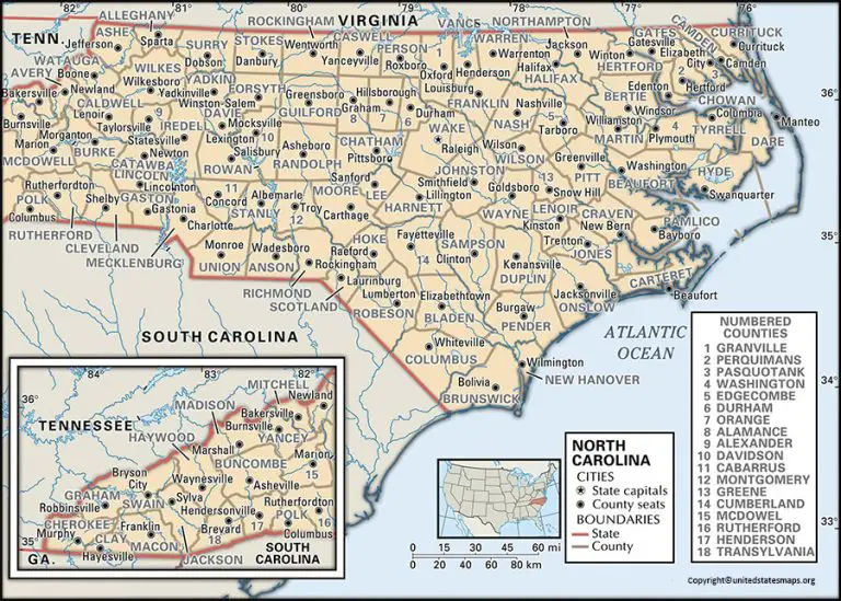 North Carolina County Map | County Map of North Carolina
