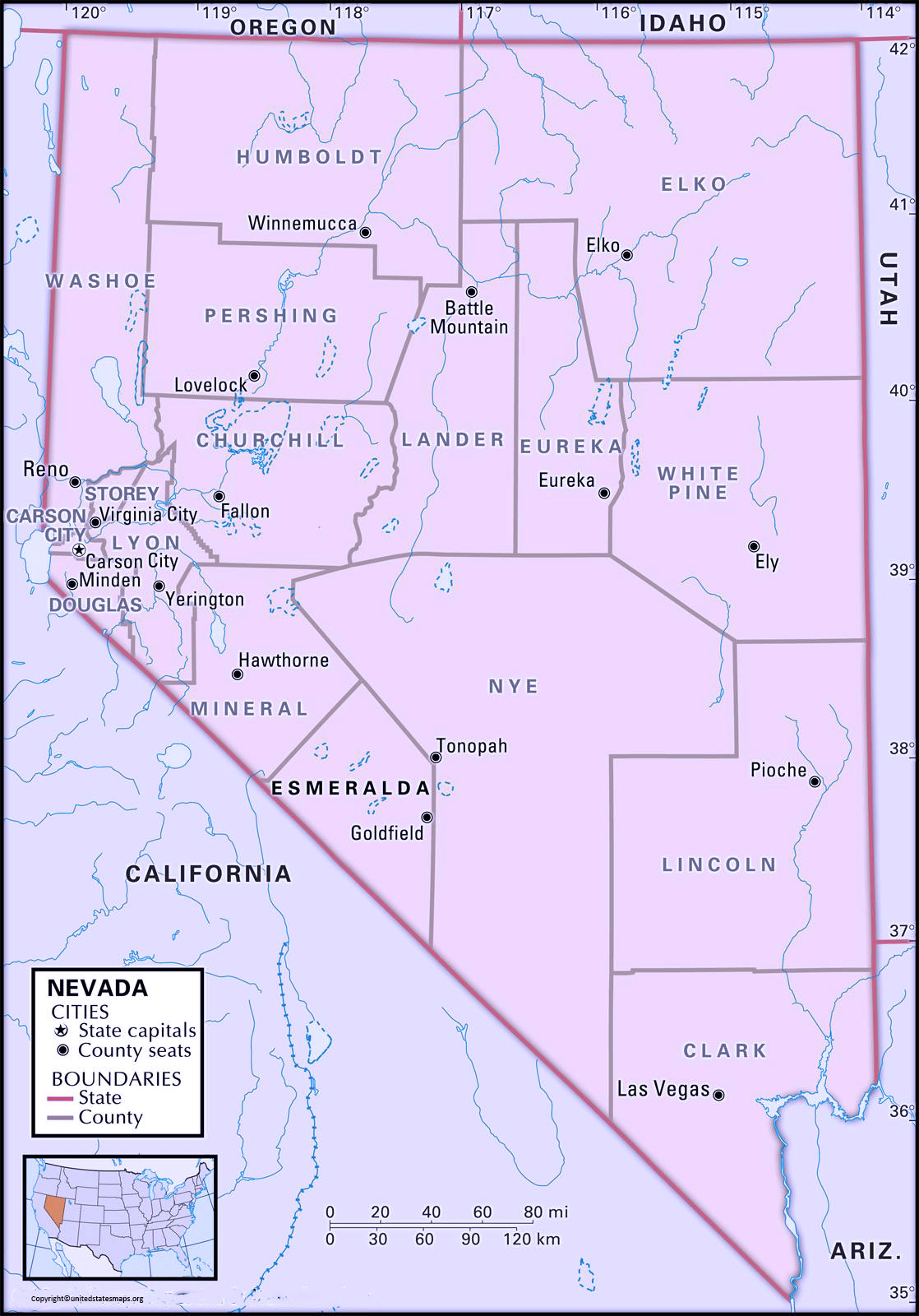 Nevada County Map | Map of Nevada by County