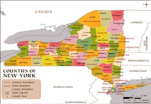 New York County Map | County Map of New York with Cities