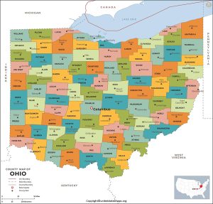 Ohio County Map | Map of Ohio Counties with Cities