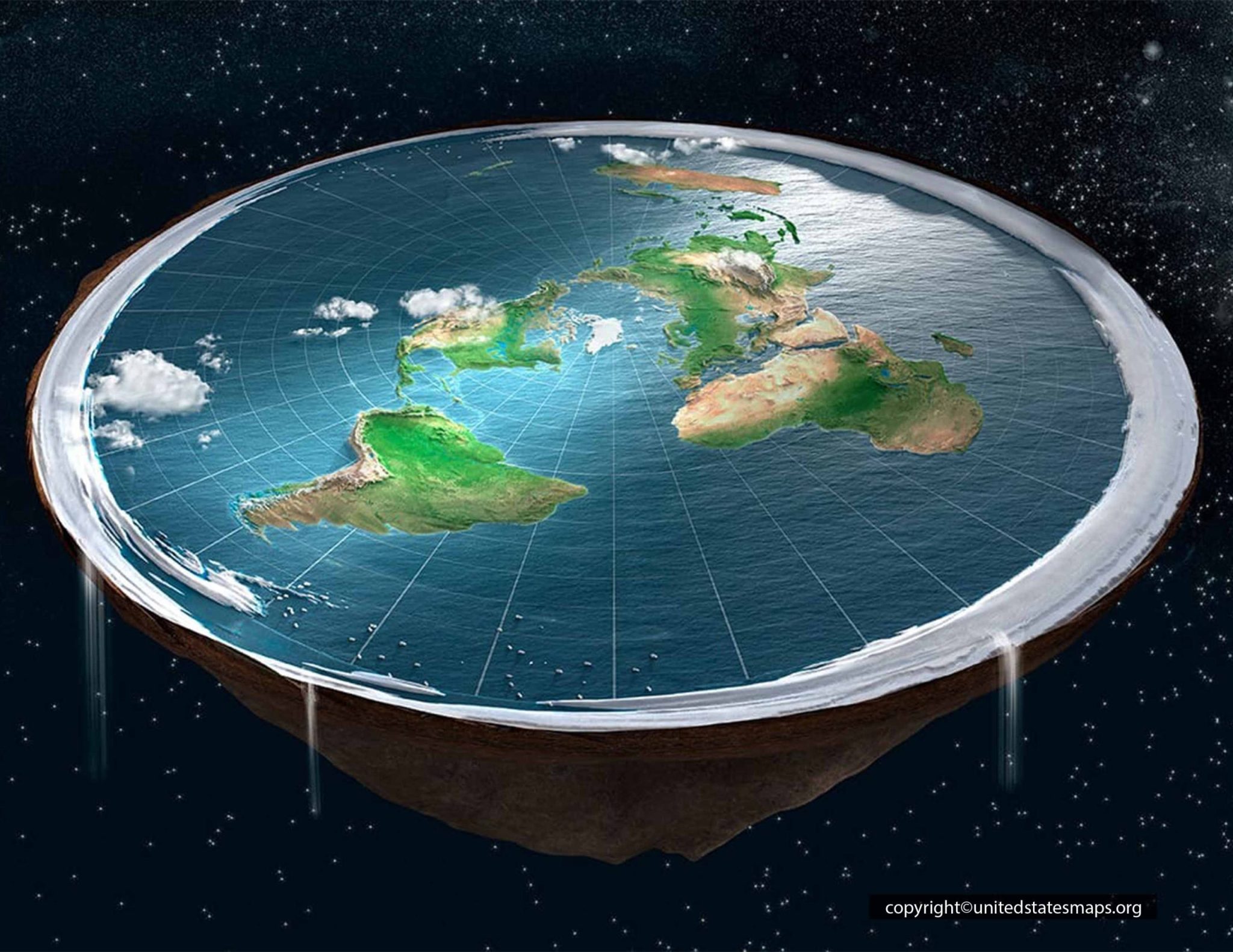 Flat Earth Map | Map of Earth Flattened [Theory Map]