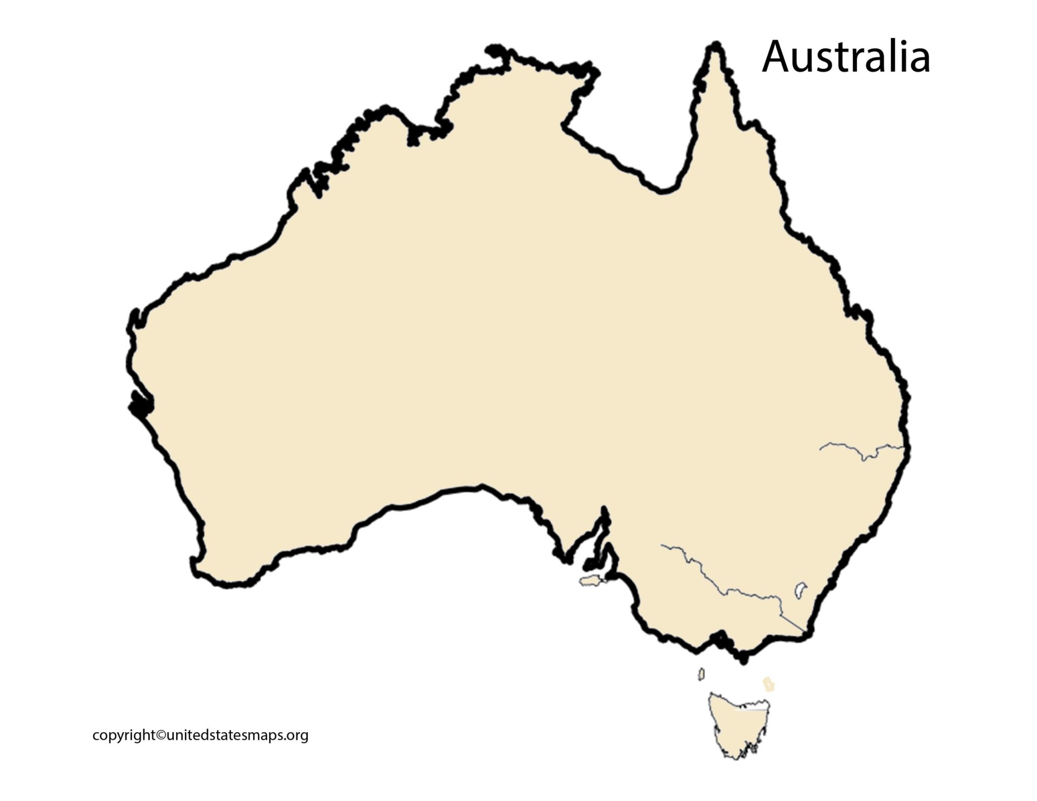 Blank Australia Map | Blank Outline Map of Australia