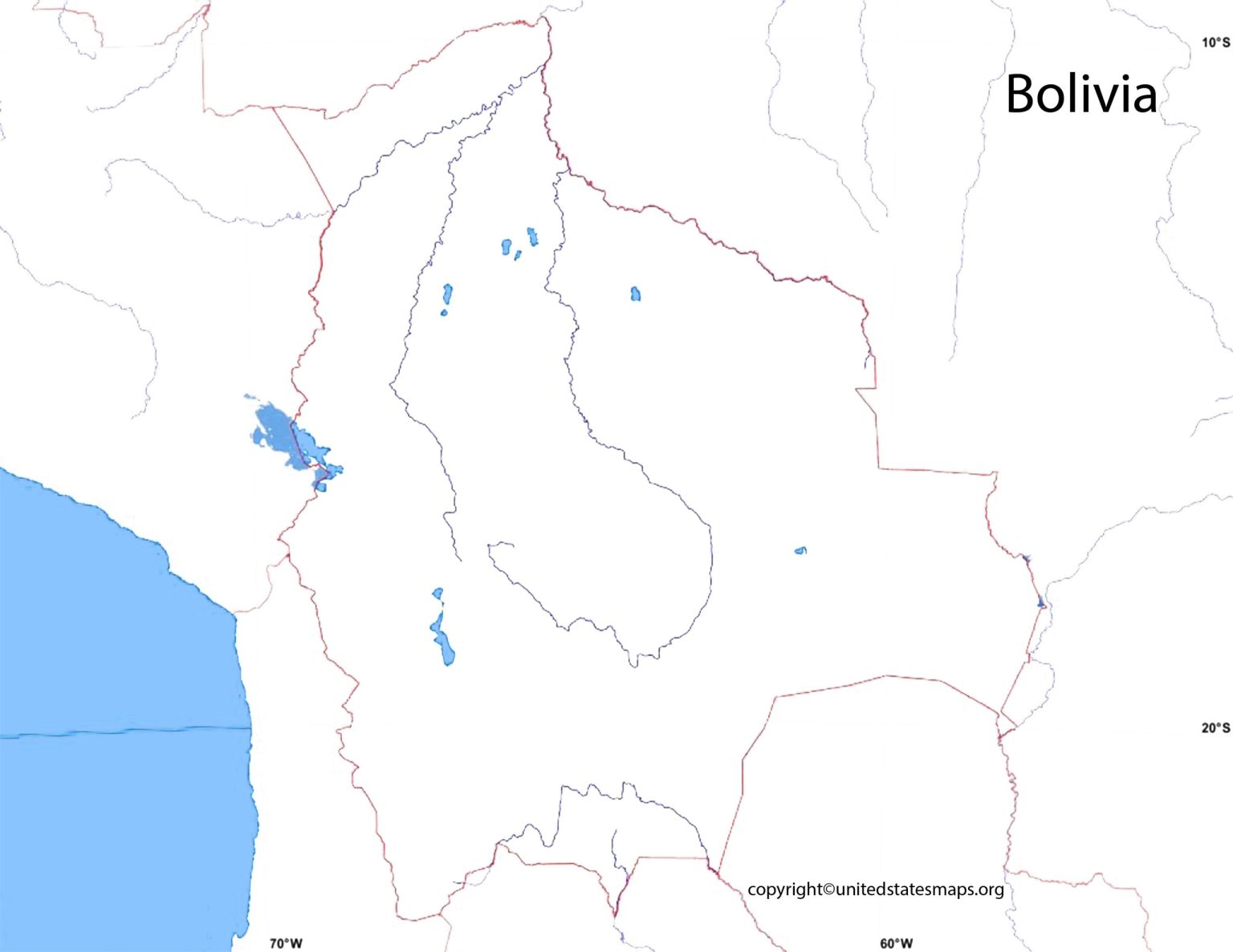 Blank Bolivia Map | Blank Outline Map of Bolivia