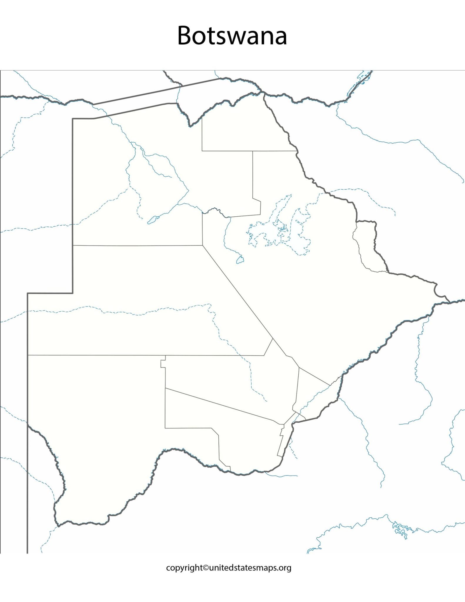 Blank Botswana Map | Map of Botswana Blank