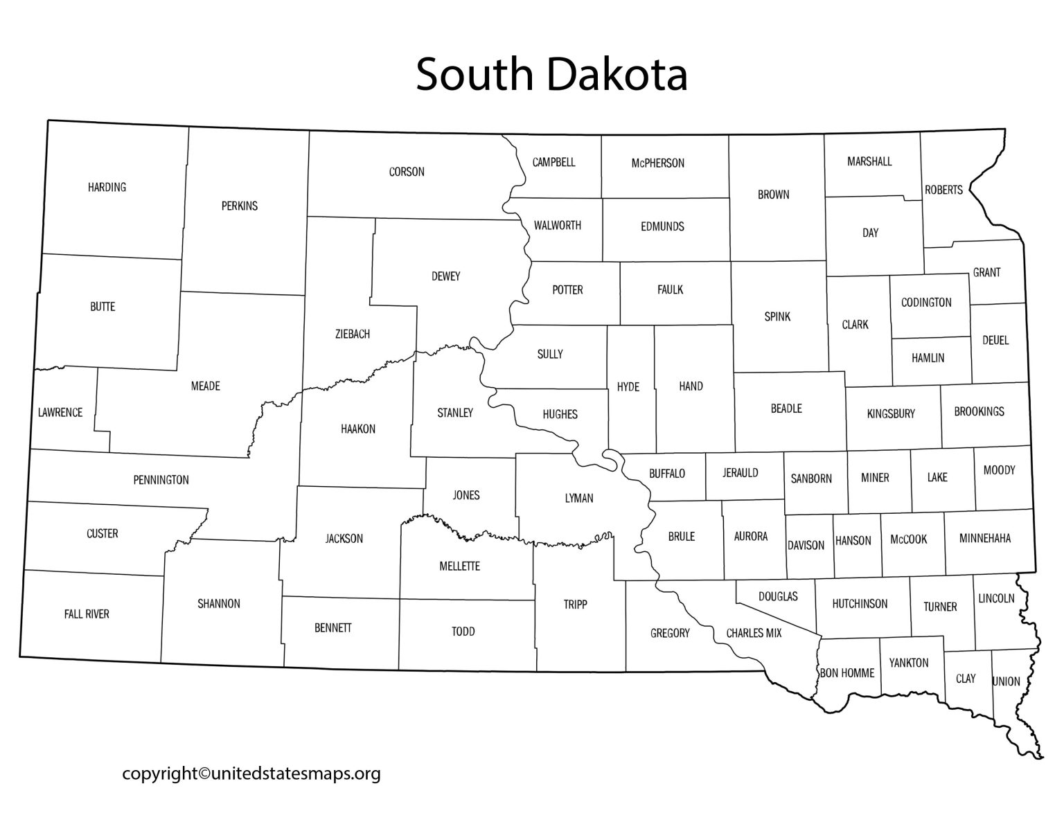 South Dakota County Map | County Map of South Dakota