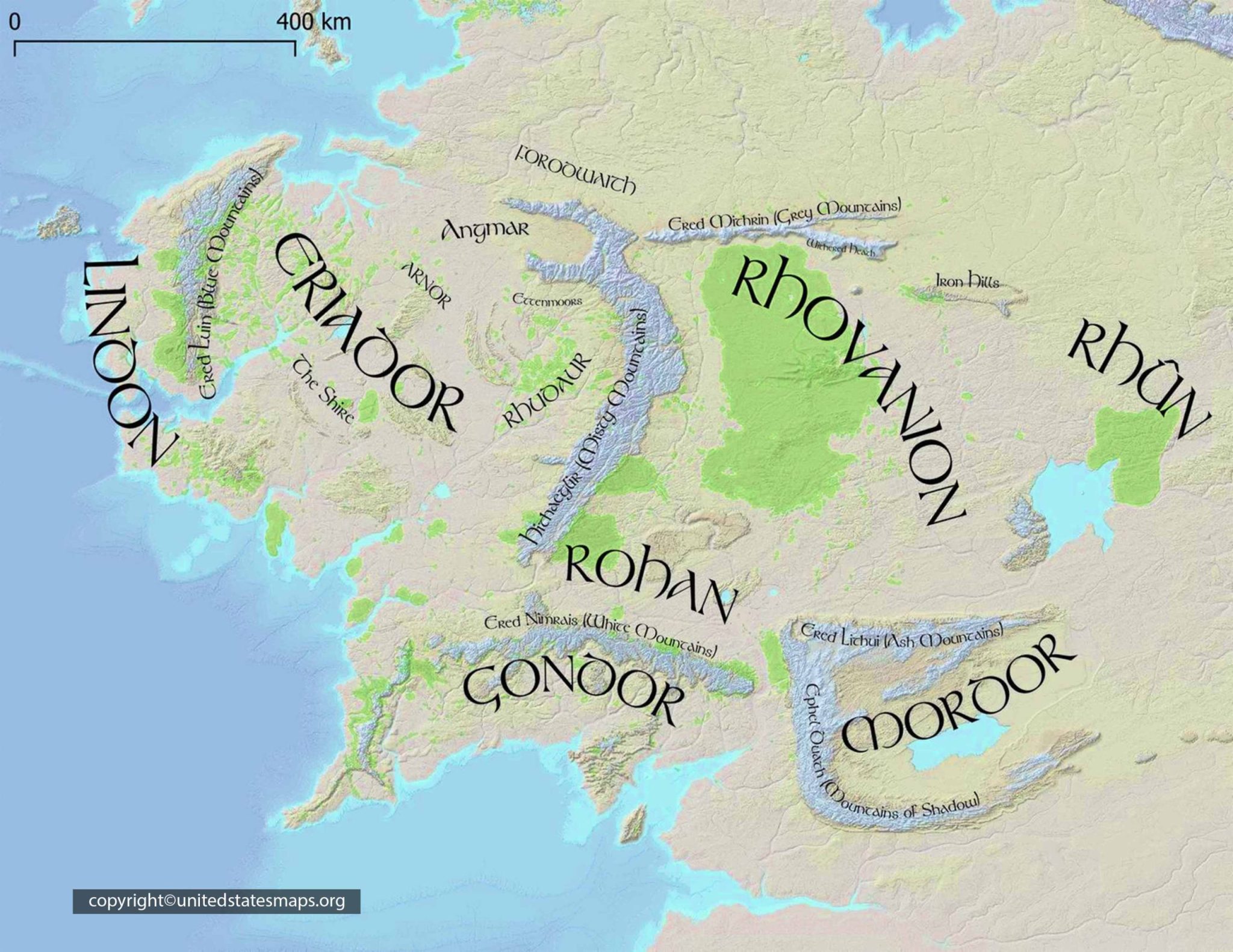 Middle Earth Map | Middle Earth World Map