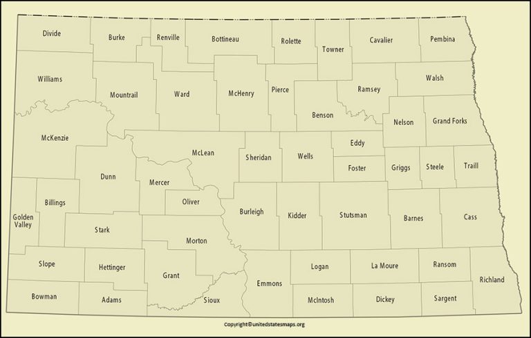 North Dakota County Map | County Map of North Dakota