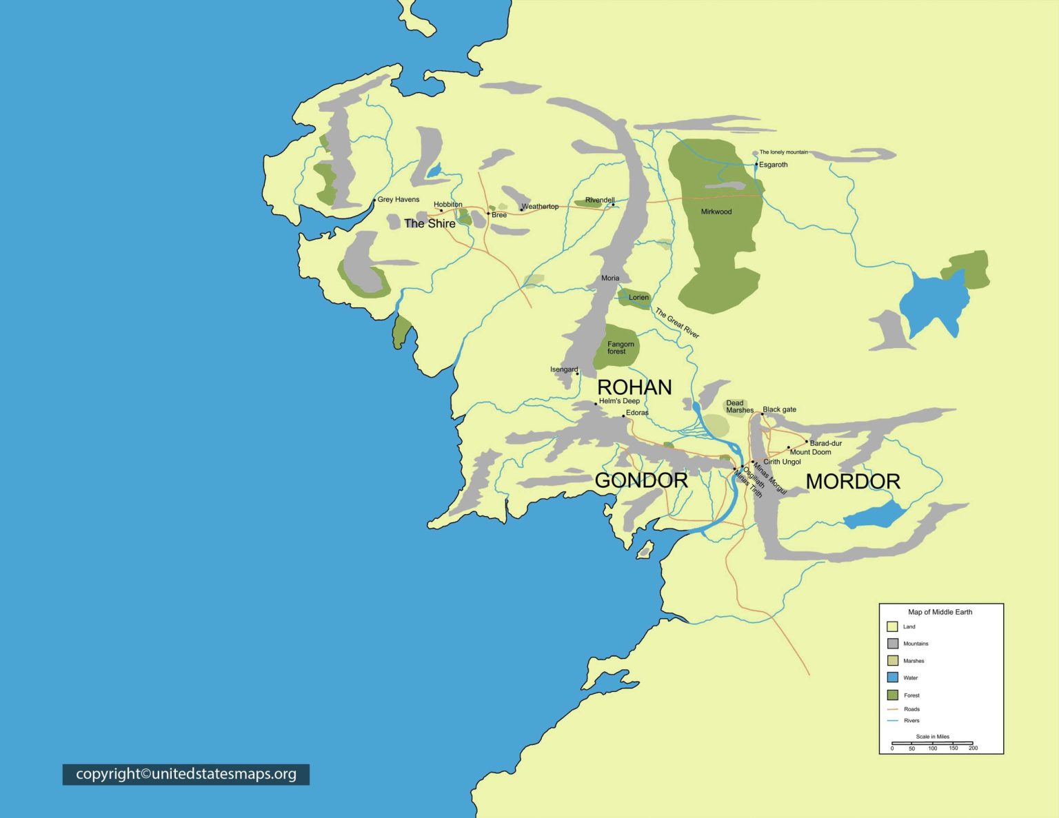 Middle Earth Map | Middle Earth World Map