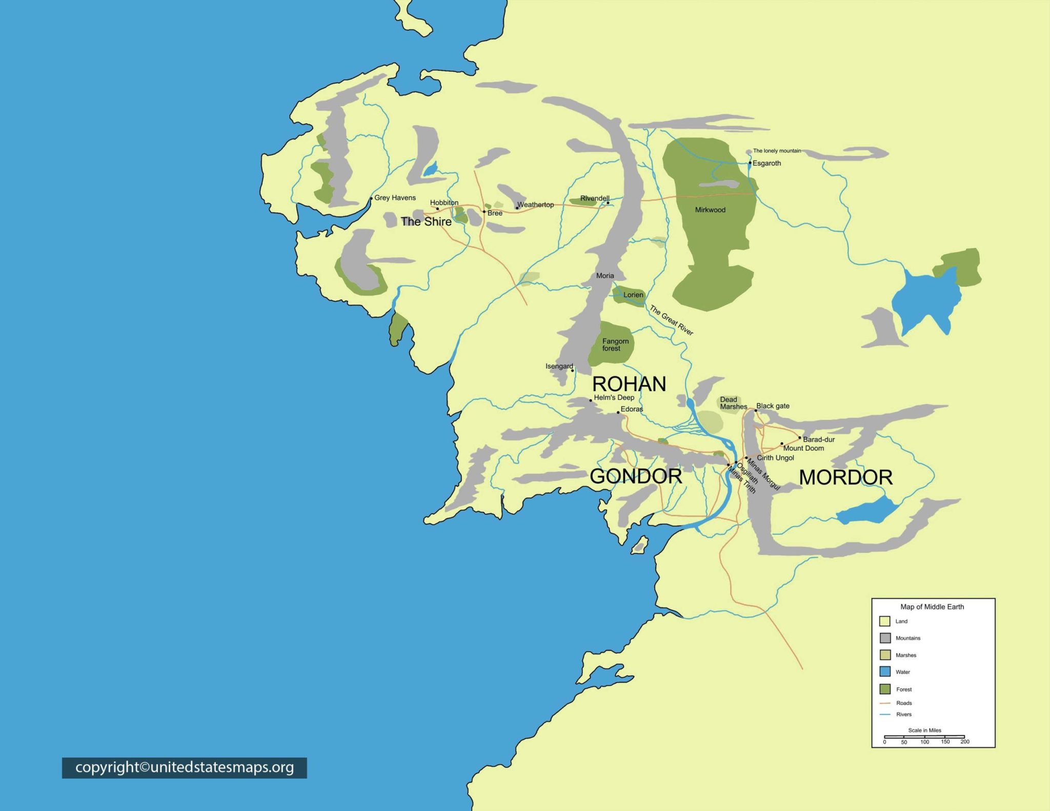 Middle Earth Map | Middle Earth World Map