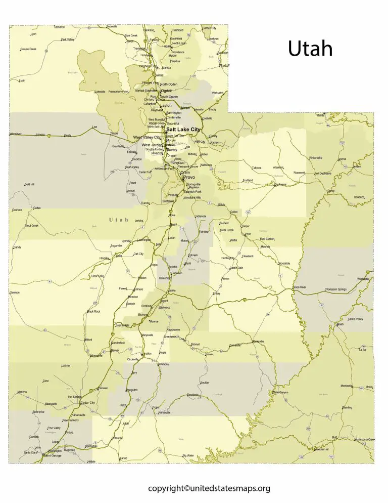 Utah County Map | Map of Utah Counties with Cities