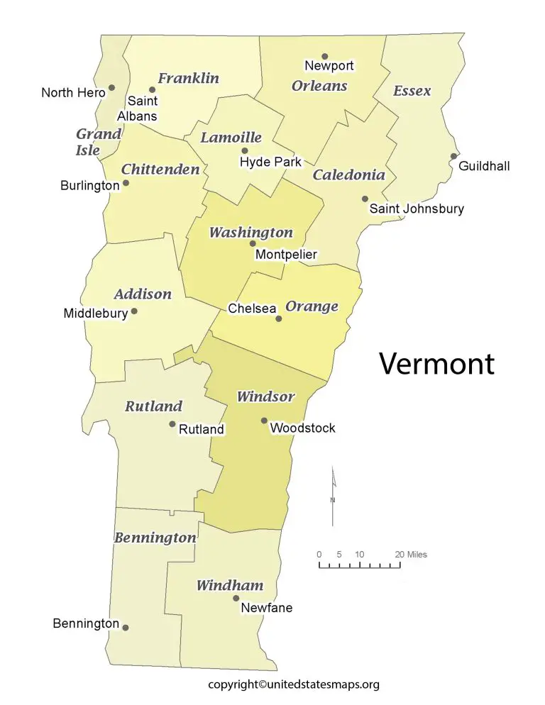 Vermont County Map | County Map of Vermont with Cities