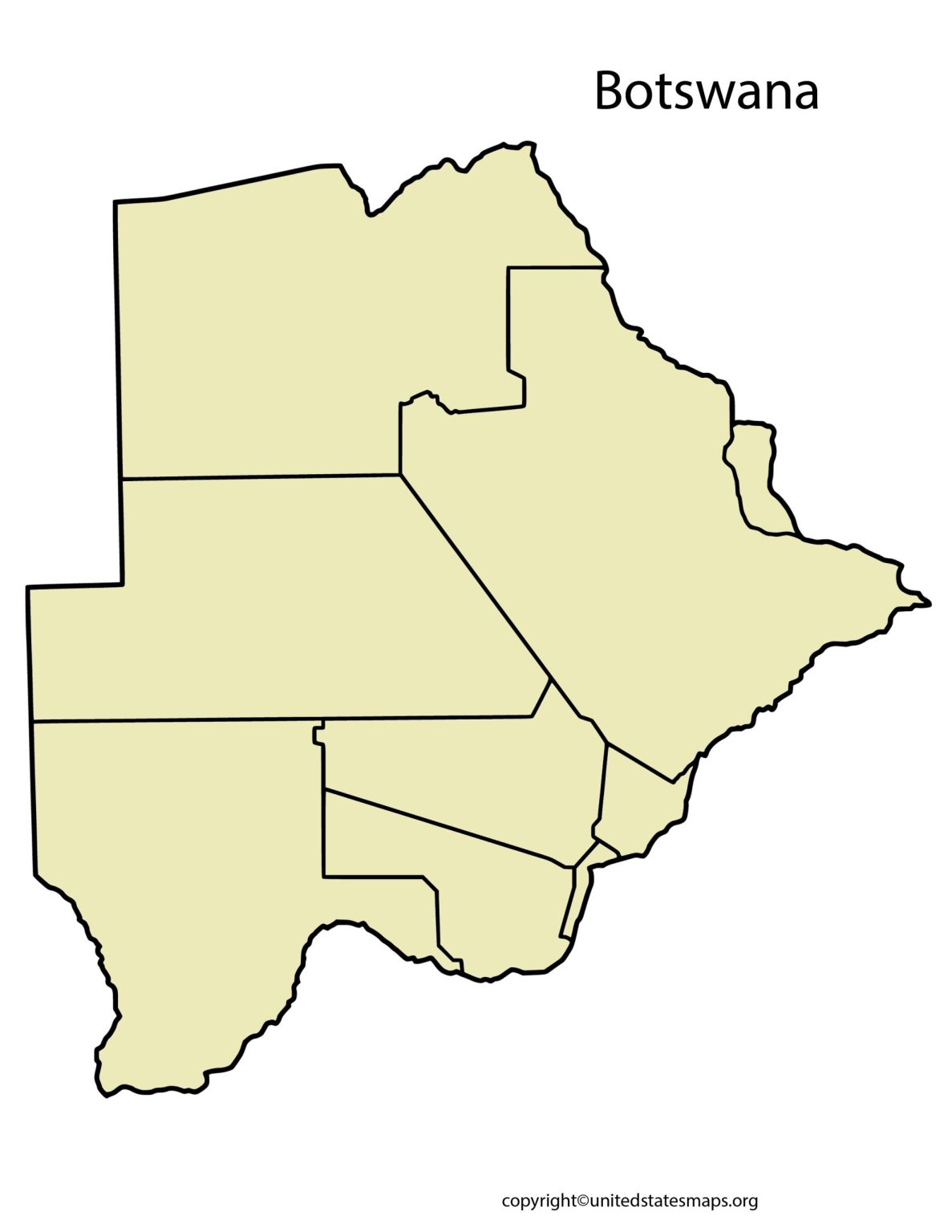 Blank Botswana Map | Map of Botswana Blank