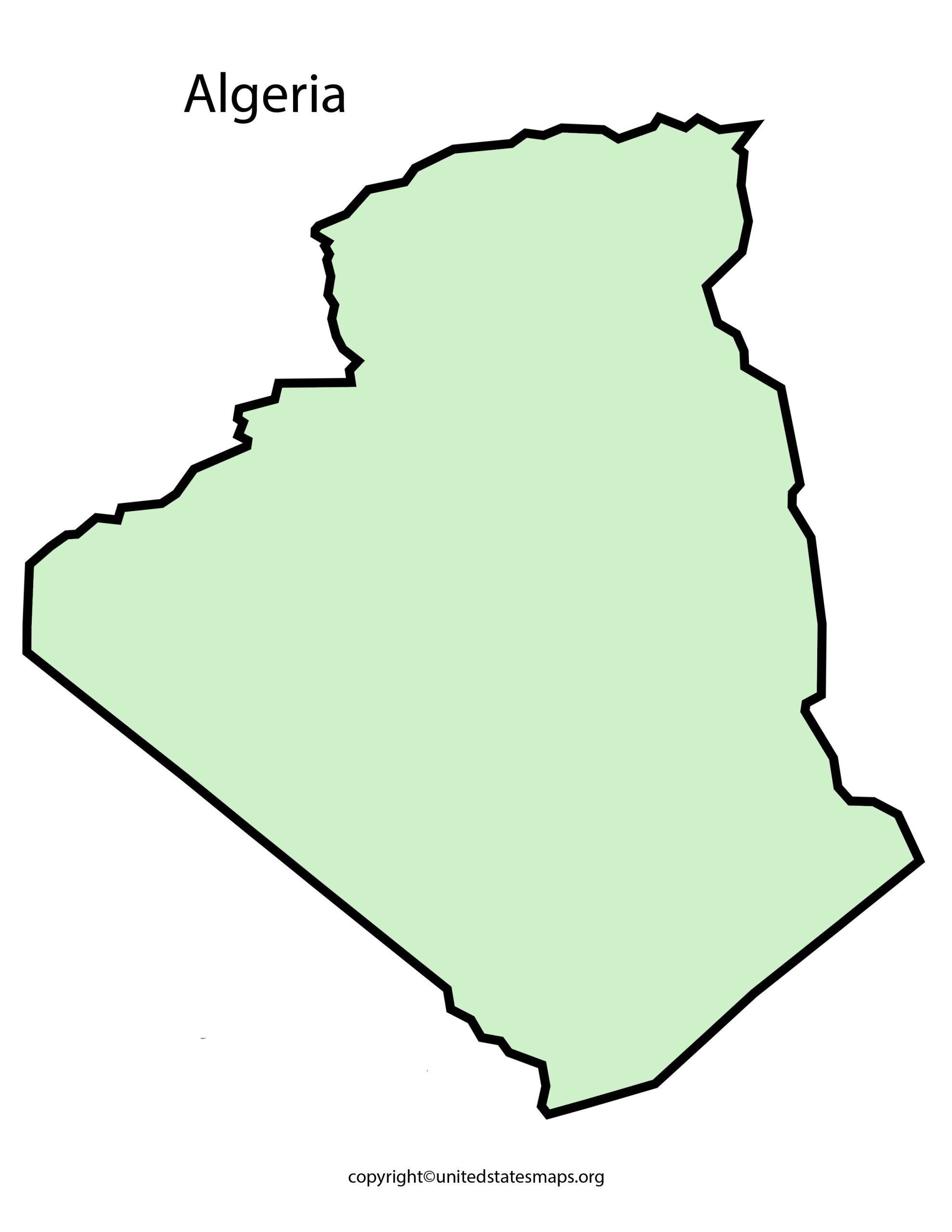 Blank Algeria Map | Blank Outline Map of Algeria