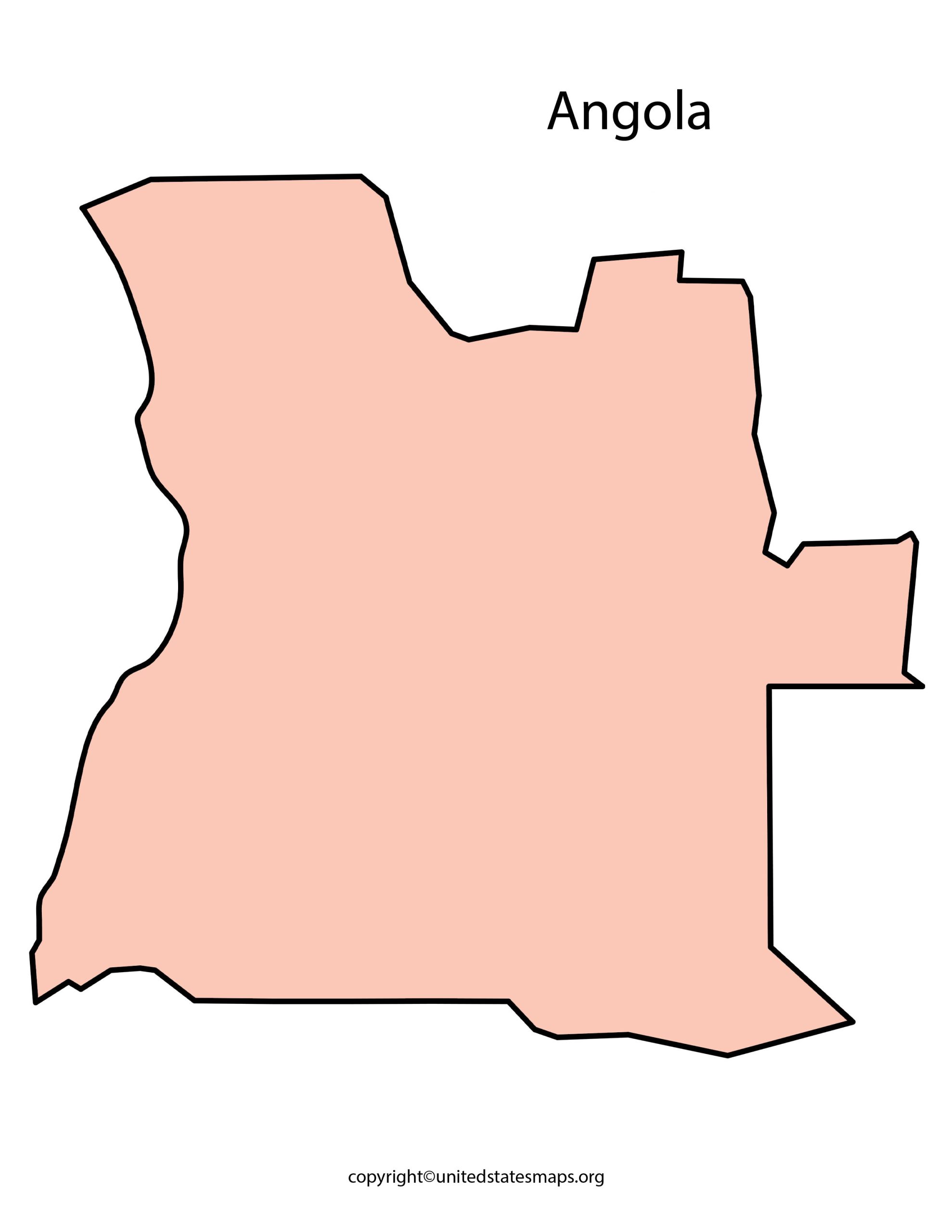 Blank Angola Map | Blank Outline Map of Angola