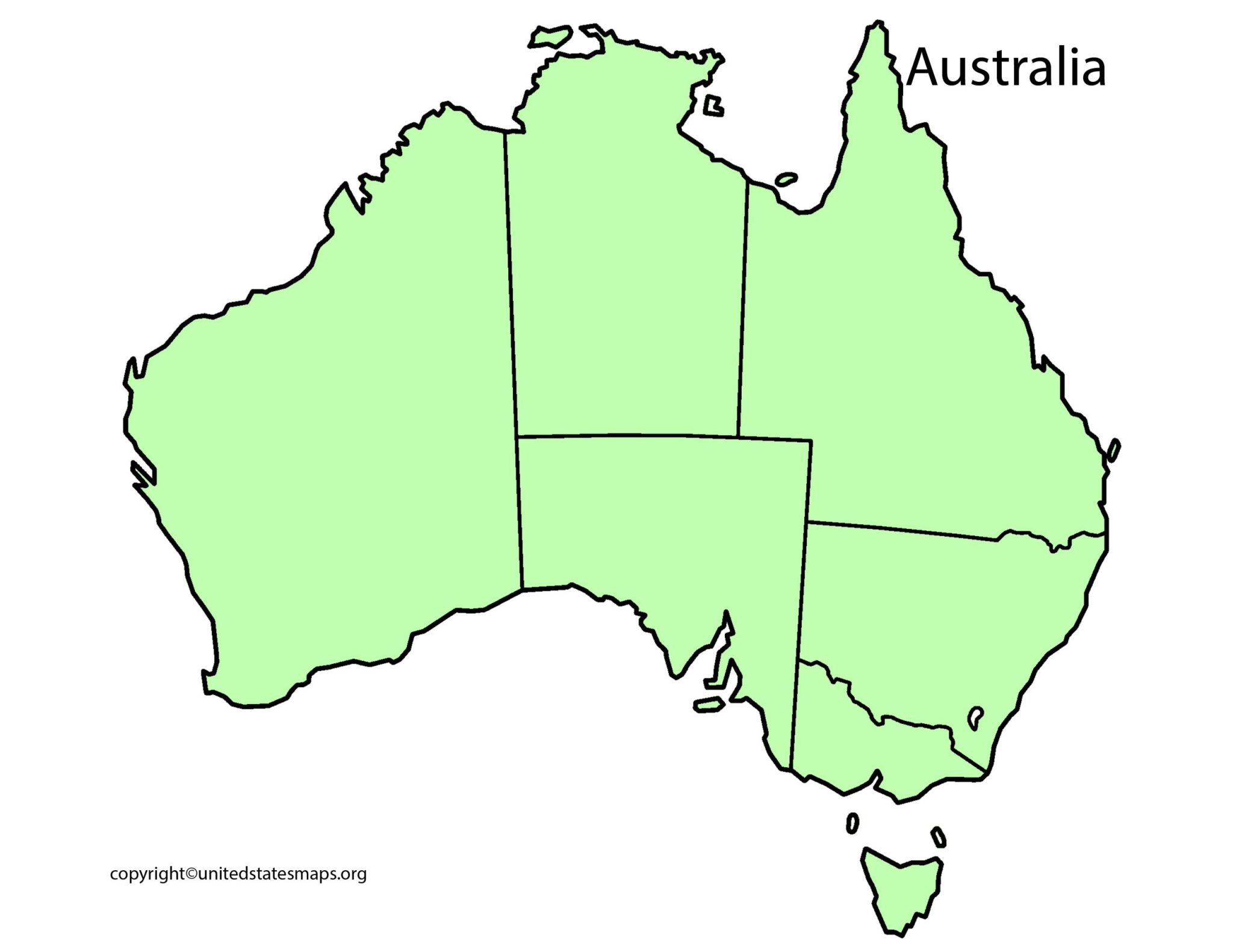 Blank Australia Map | Blank Outline Map of Australia