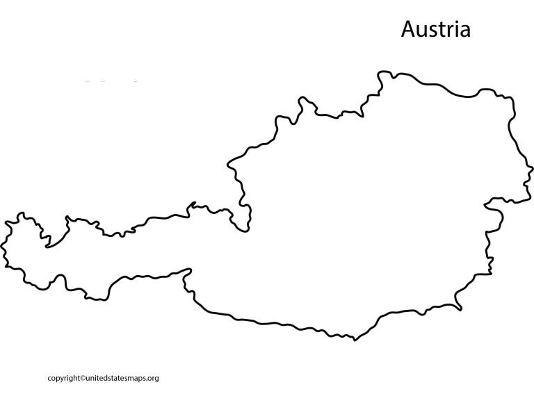 Blank Austria Map | Blank Outline Map of Austria