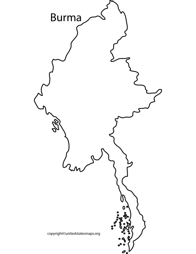 Blank Burma Map | Printable Blank Map of Burma
