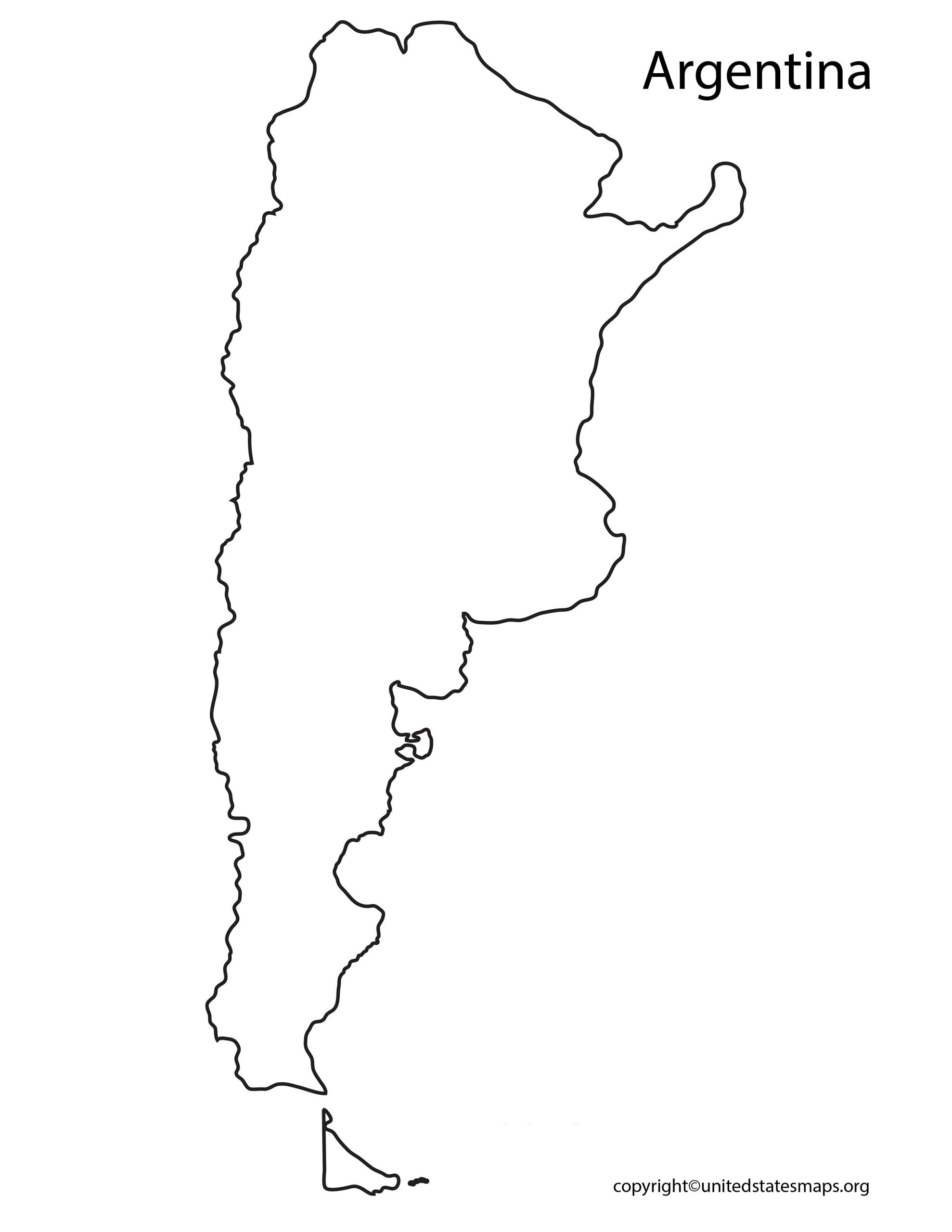 Blank Argentina Map | Blank Outline Map of Argentina