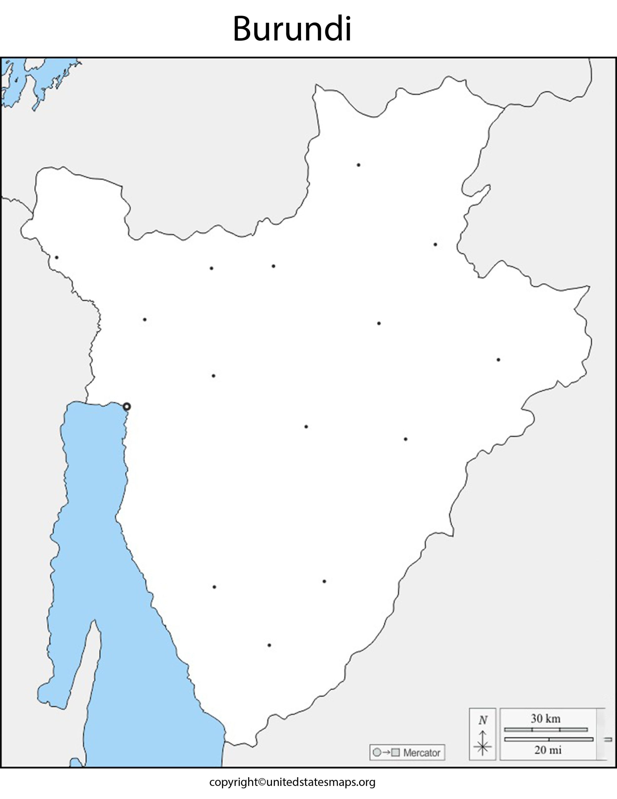 Blank Burundi Map | Blank Outline Map of Burundi