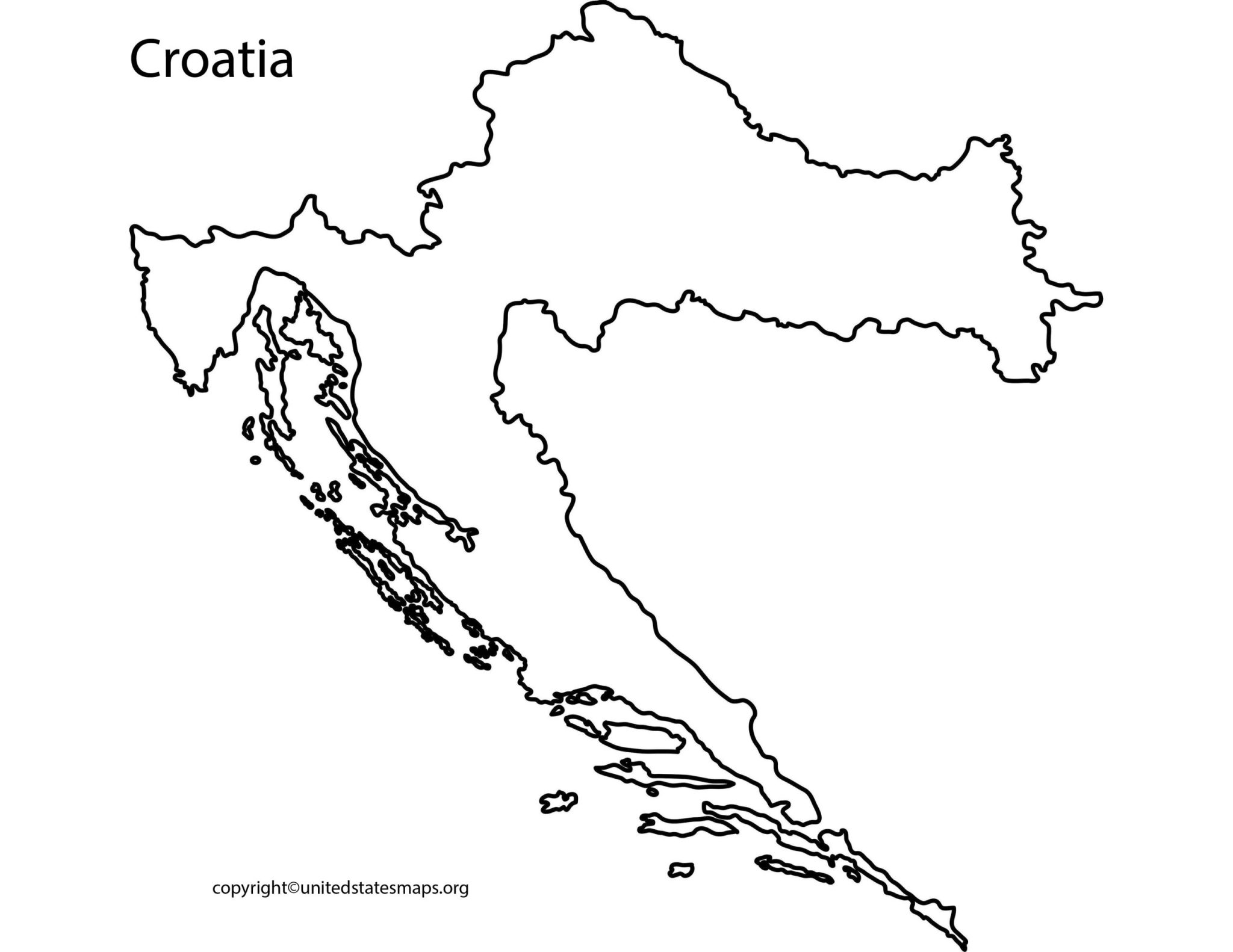 Blank Croatia Map | Blank Outline Map of Croatia